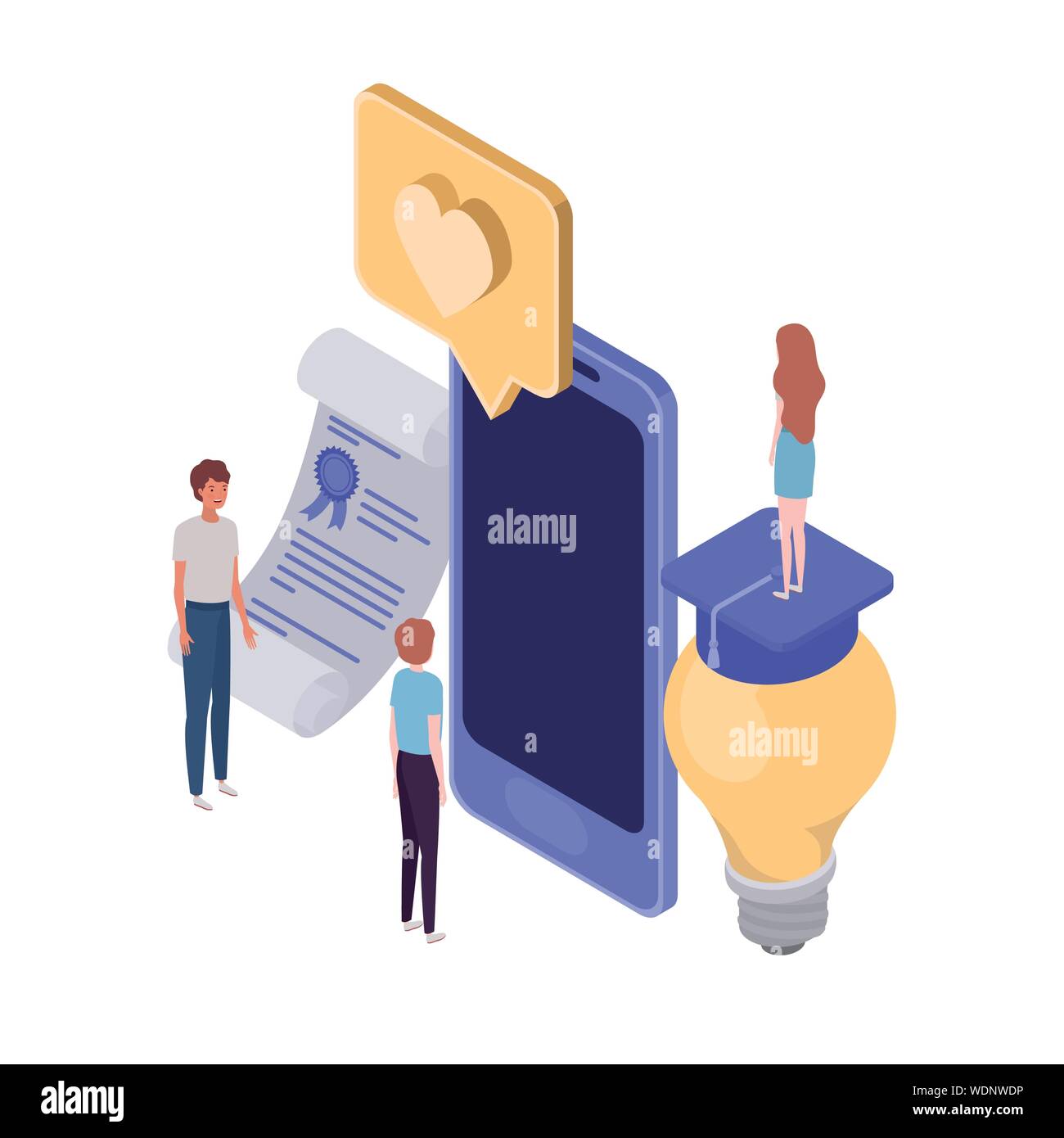 group of people with smartphone screen and email notifications Stock ...