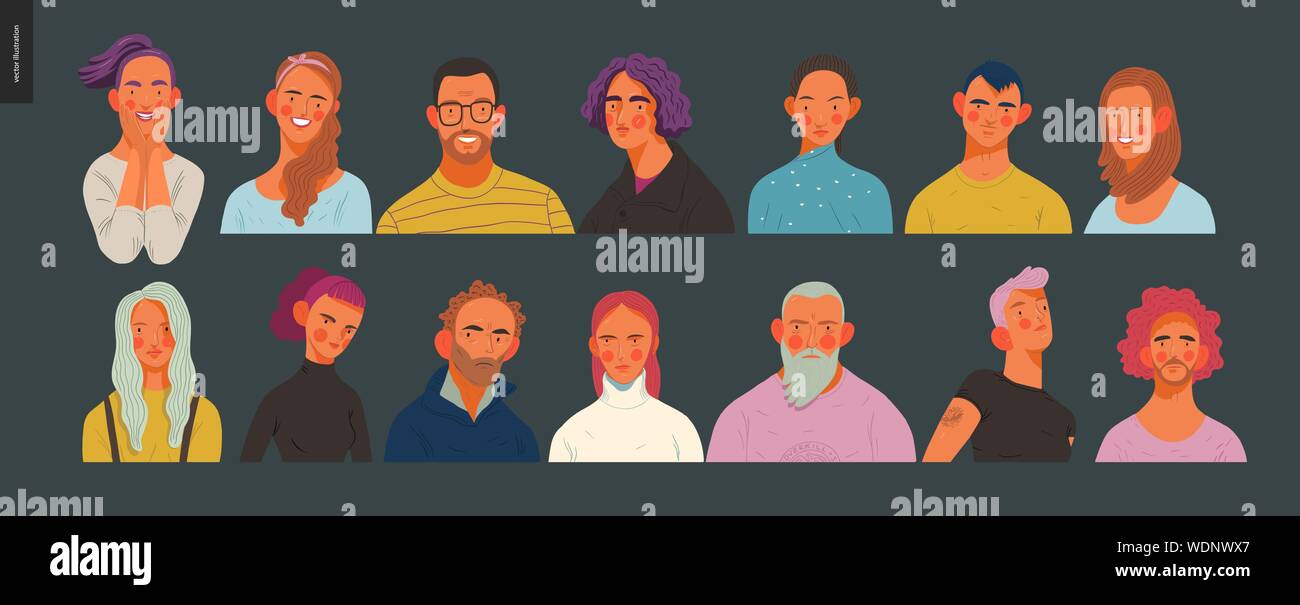 Real portraits Stock Vector Images - Alamy