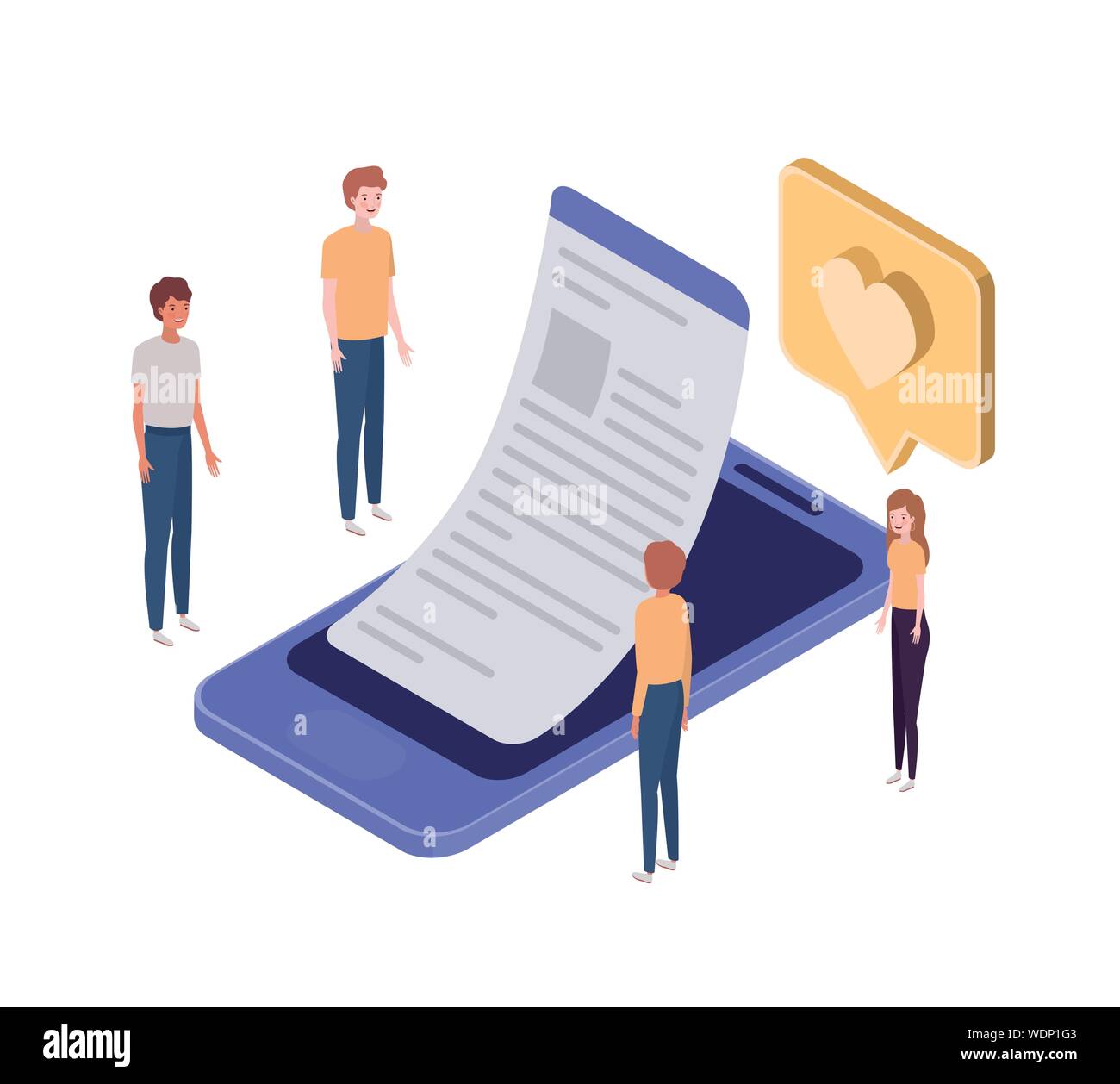 group of people with smartphone screen and email notifications Stock ...