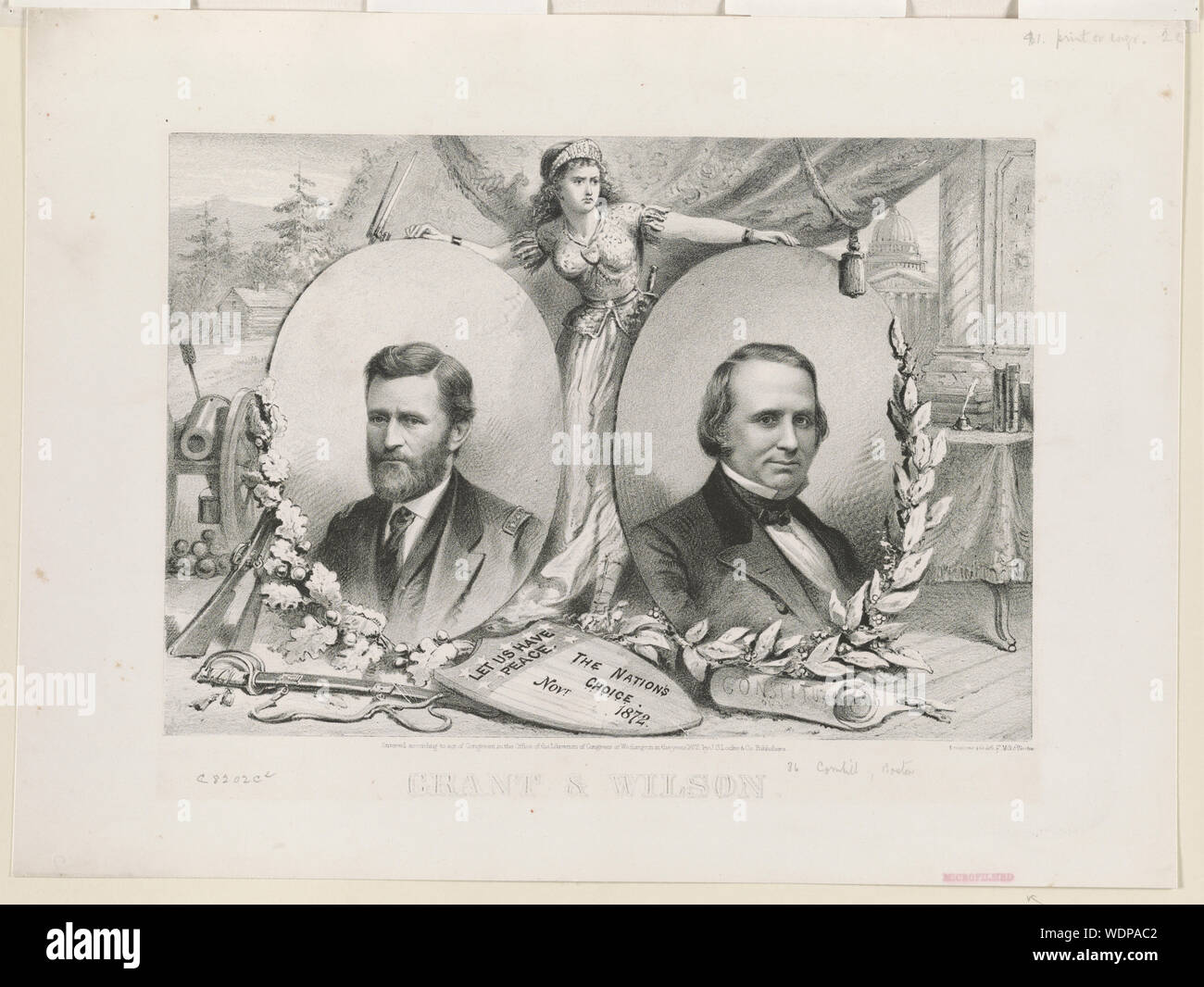 Grant & Wilson Abstract: Print shows a campaign banner for the 1872 ...