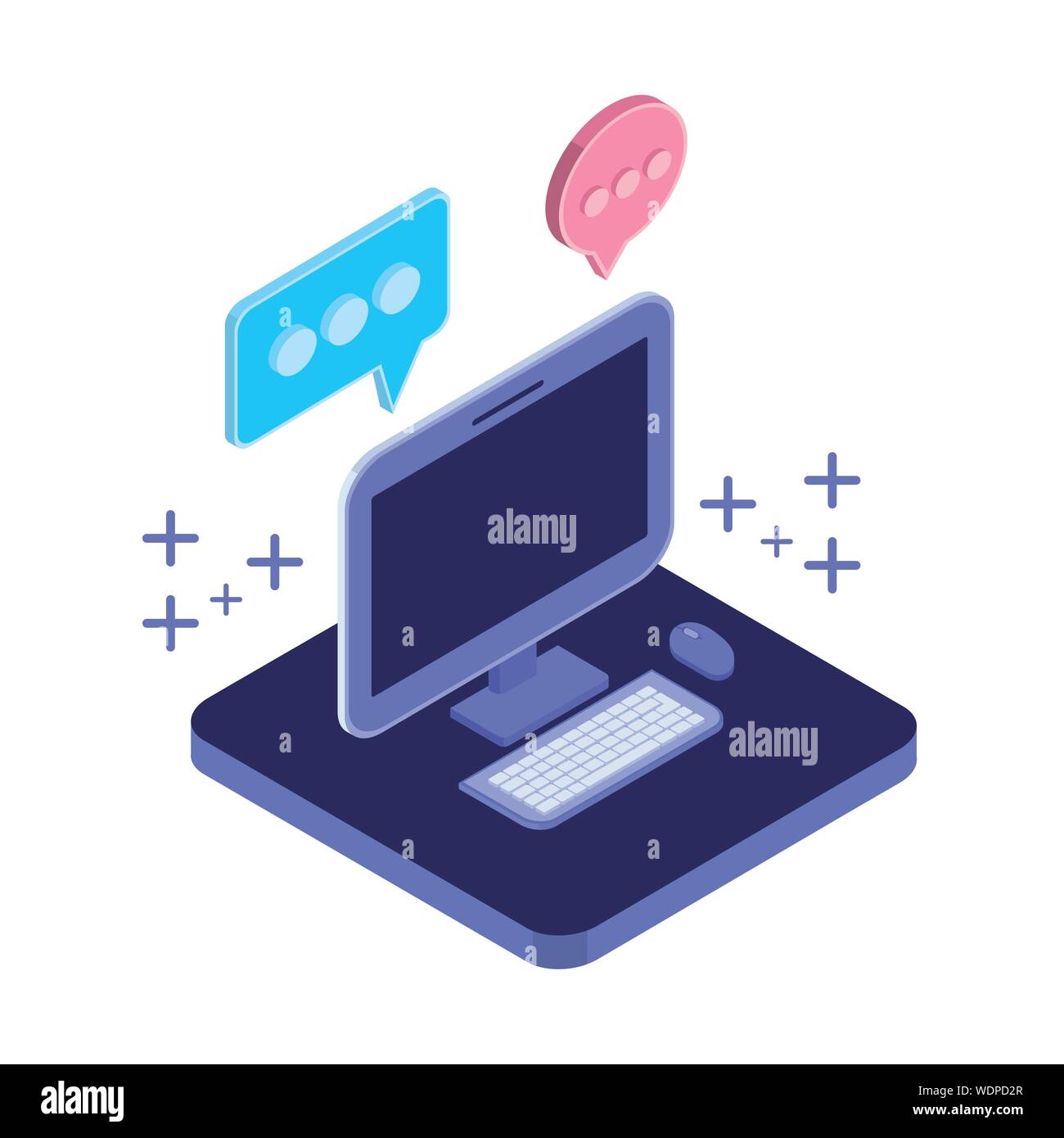 desktop computer screen with email notifications Stock Vector Image ...