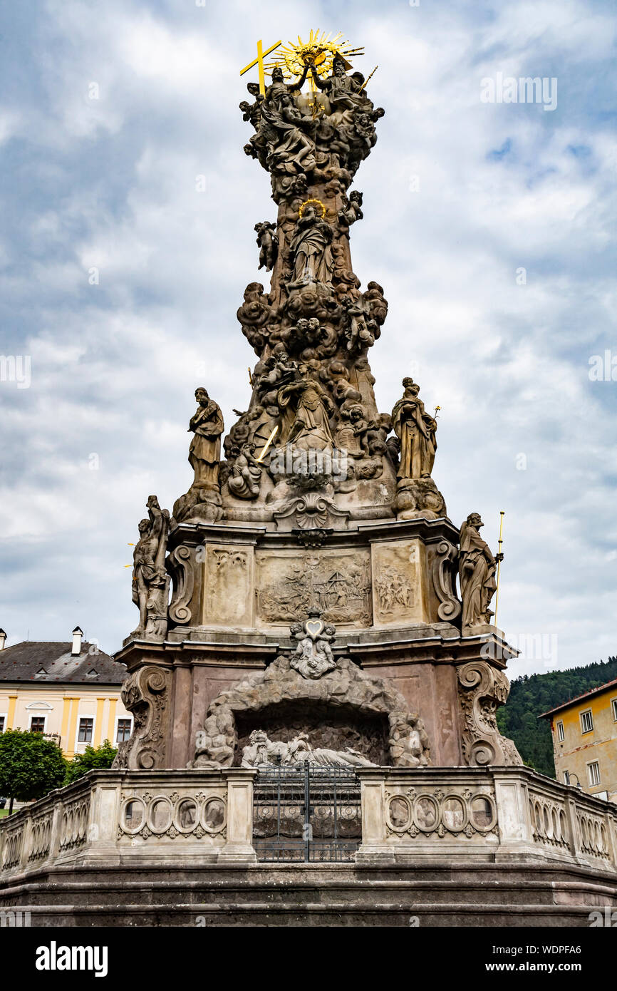 The baroque Holy Trinity column by Dionyz Ignac Staneti in Kremnica ...
