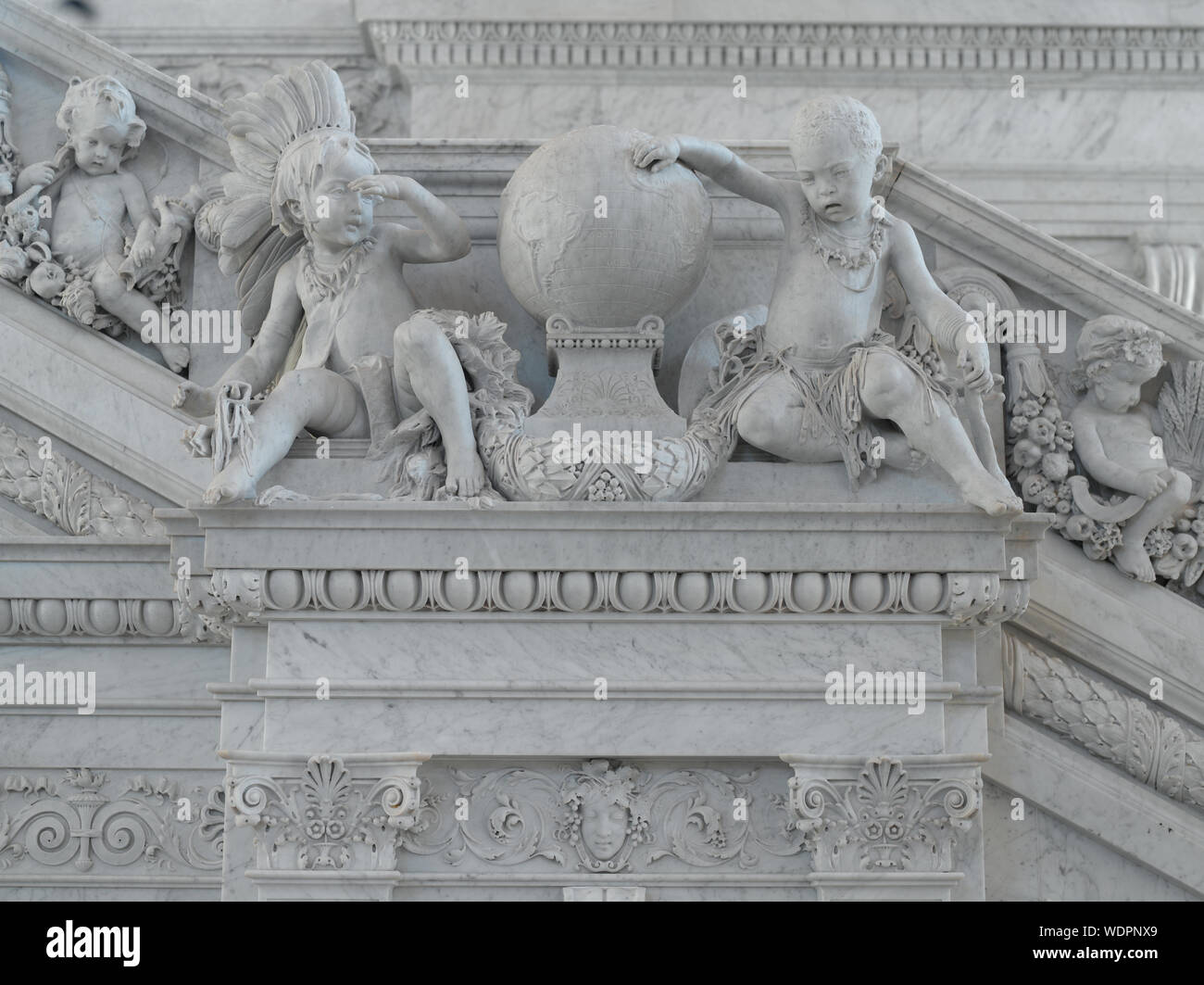 Great Hall. Detail of cherubs representing America and Africa on the ...