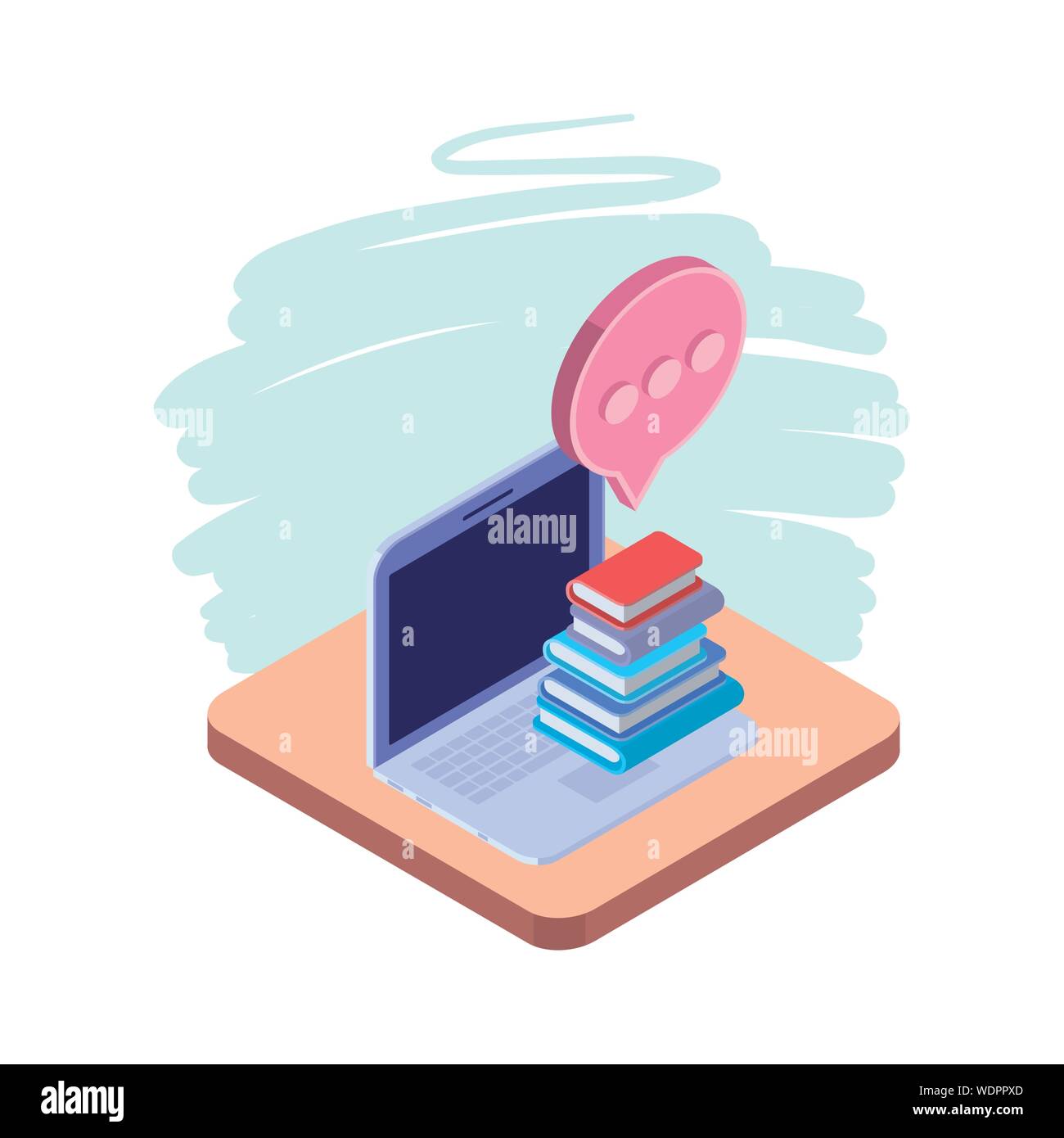 laptop with stack of books on white background Stock Vector Image & Art ...