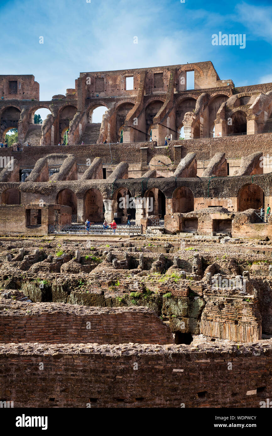ROME, ITALY - APRIL, 2018: View of the seating areas and the hypogeum ...