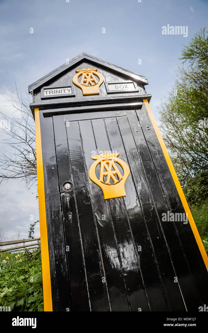 old wooden Automobile Association AA telephone box on the island of ...