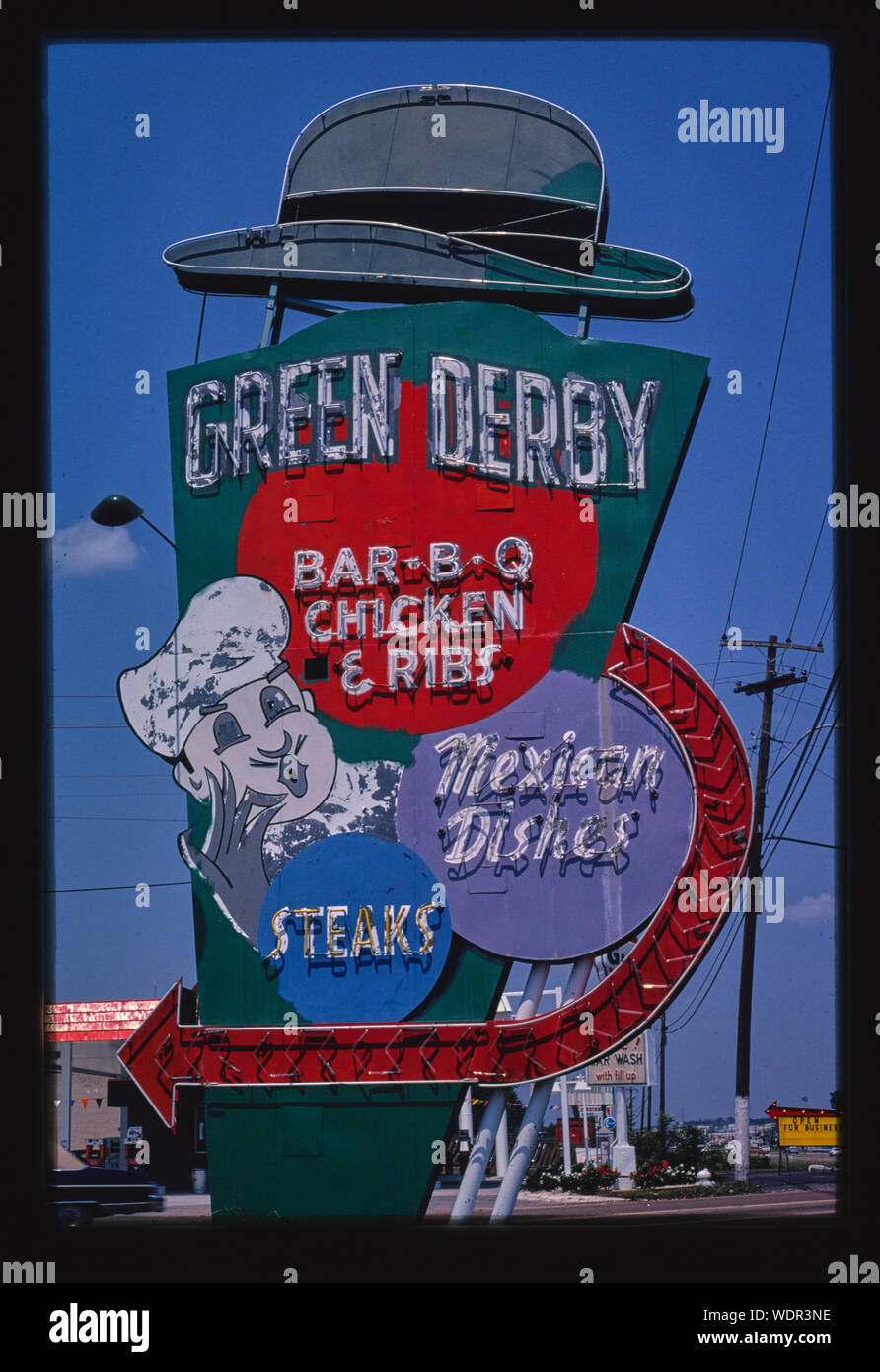 Green Derby Restaurant sign, Jackson, Wisconsin Stock Photo - Alamy