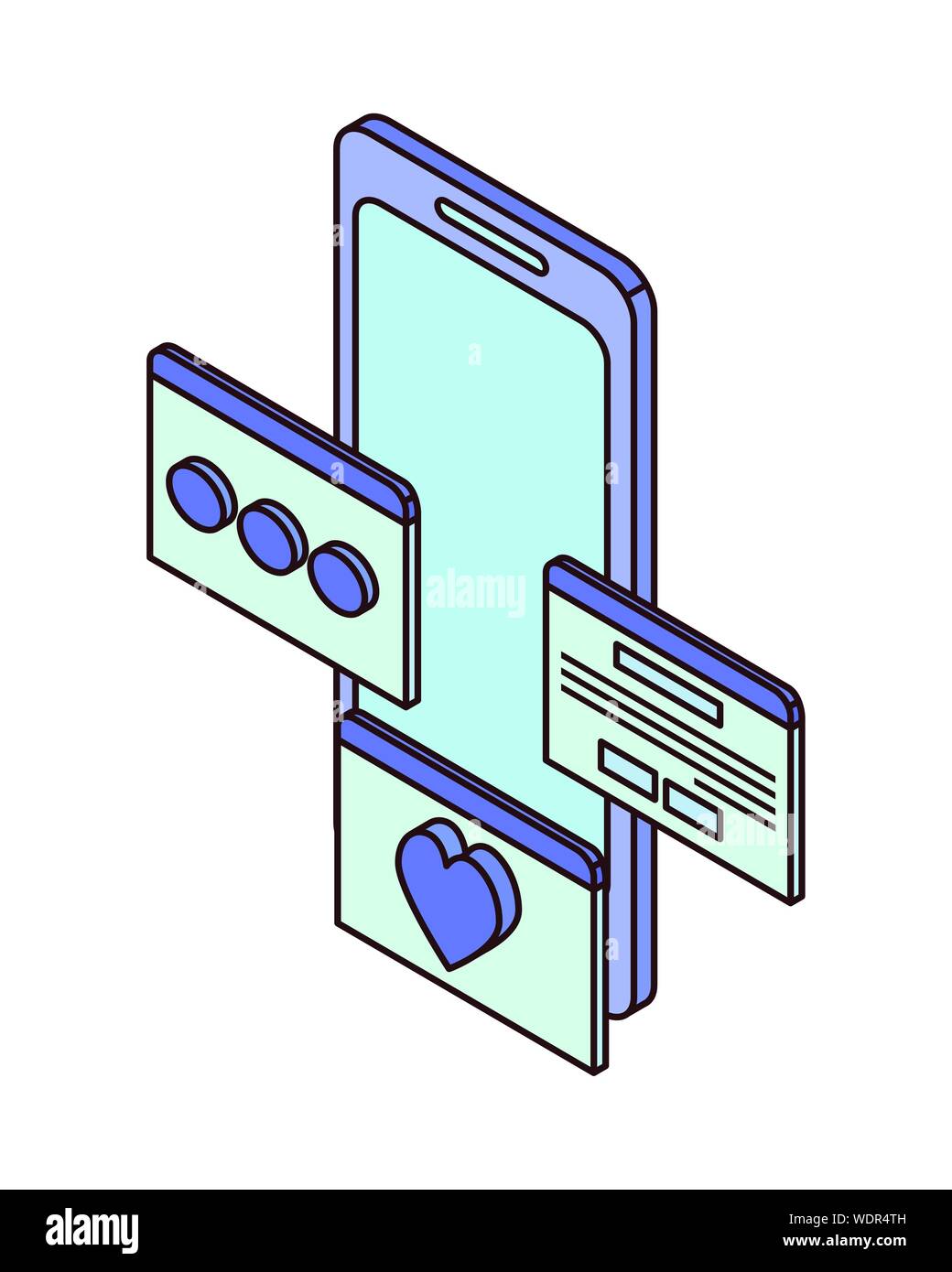 smartphone screen with email notifications Stock Vector Image & Art - Alamy