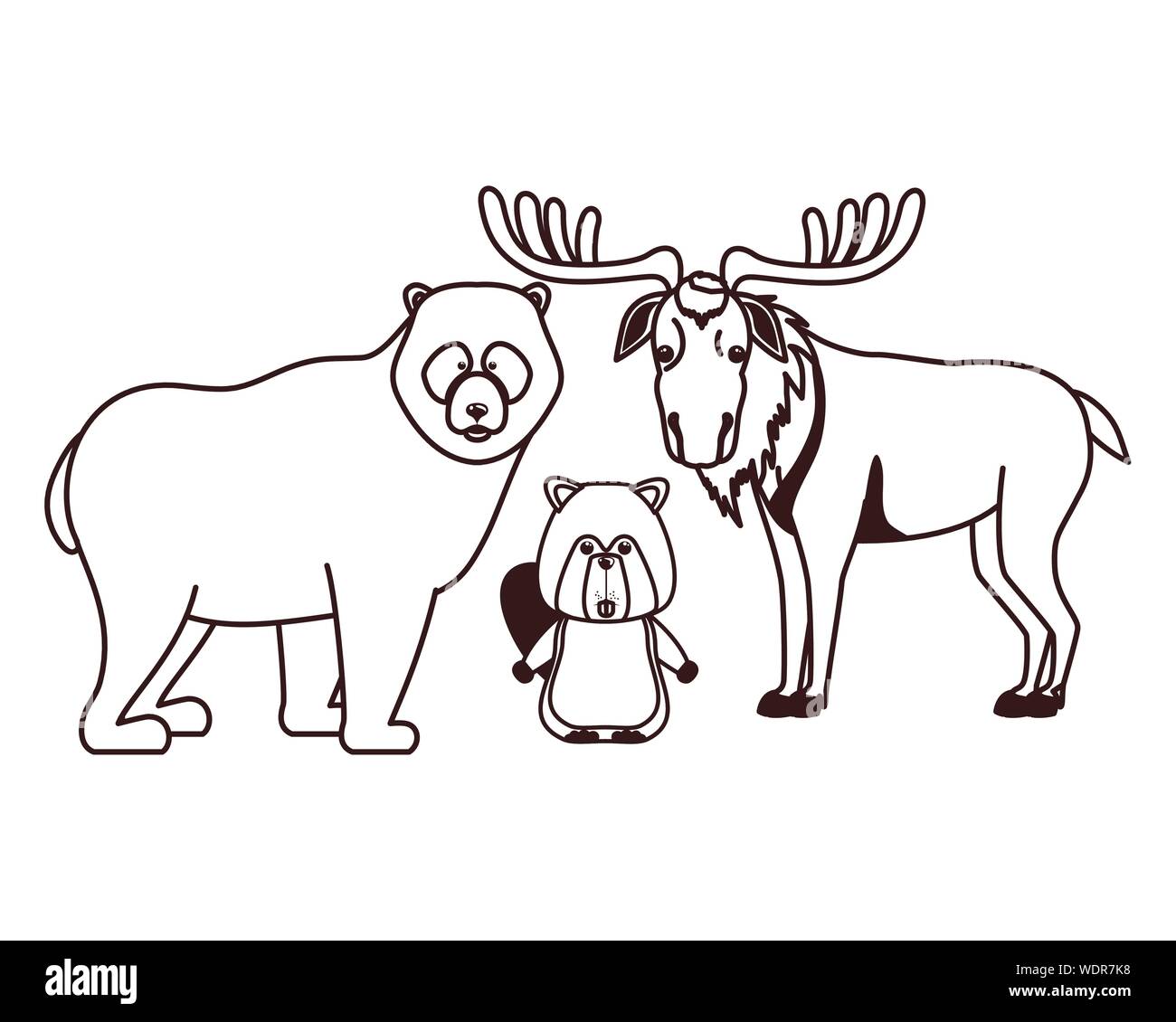 Isolated moose bear and beaver design vector illustration Stock Vector ...