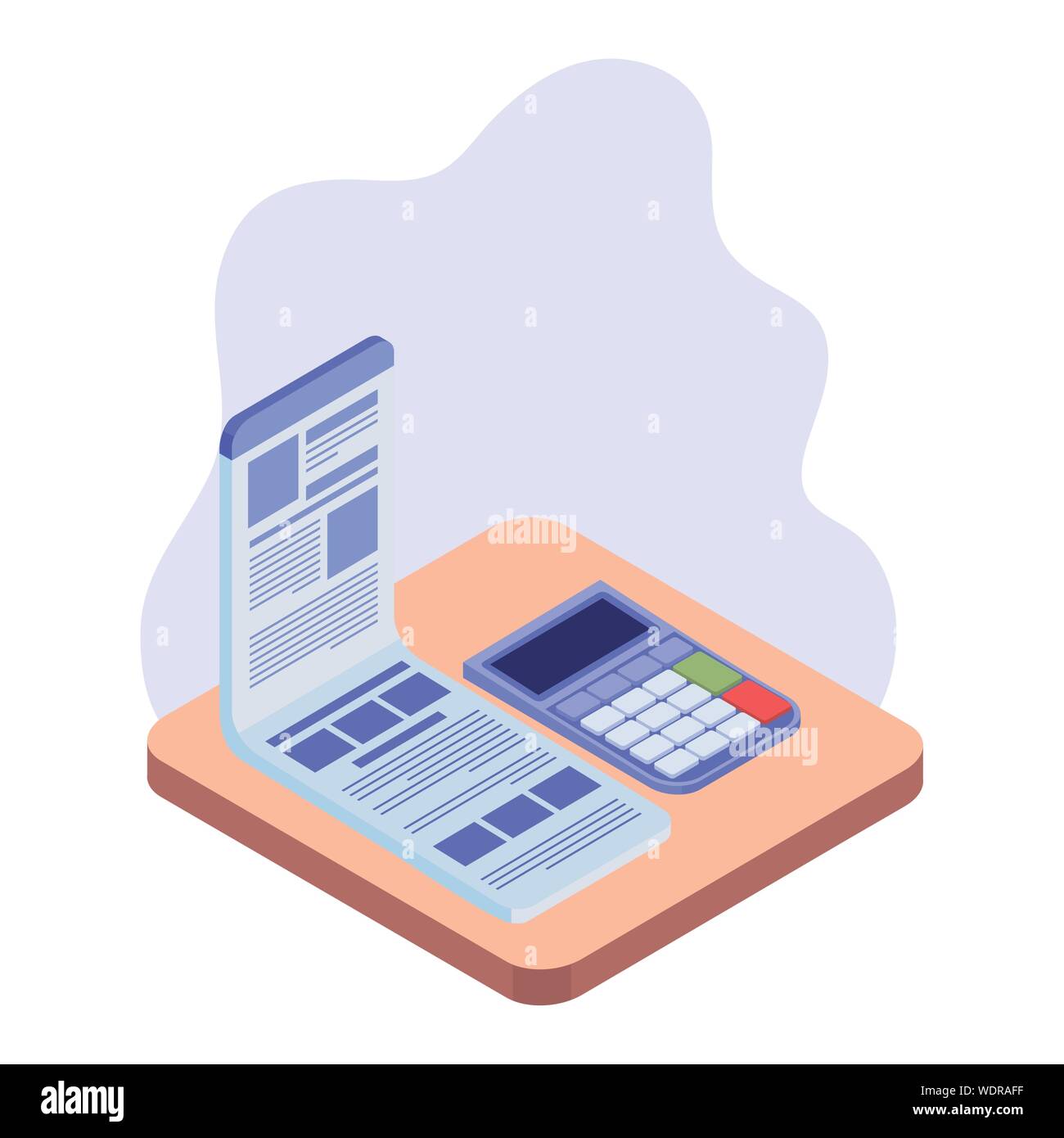 calculator with sheet of paper on white background Stock Vector Image ...