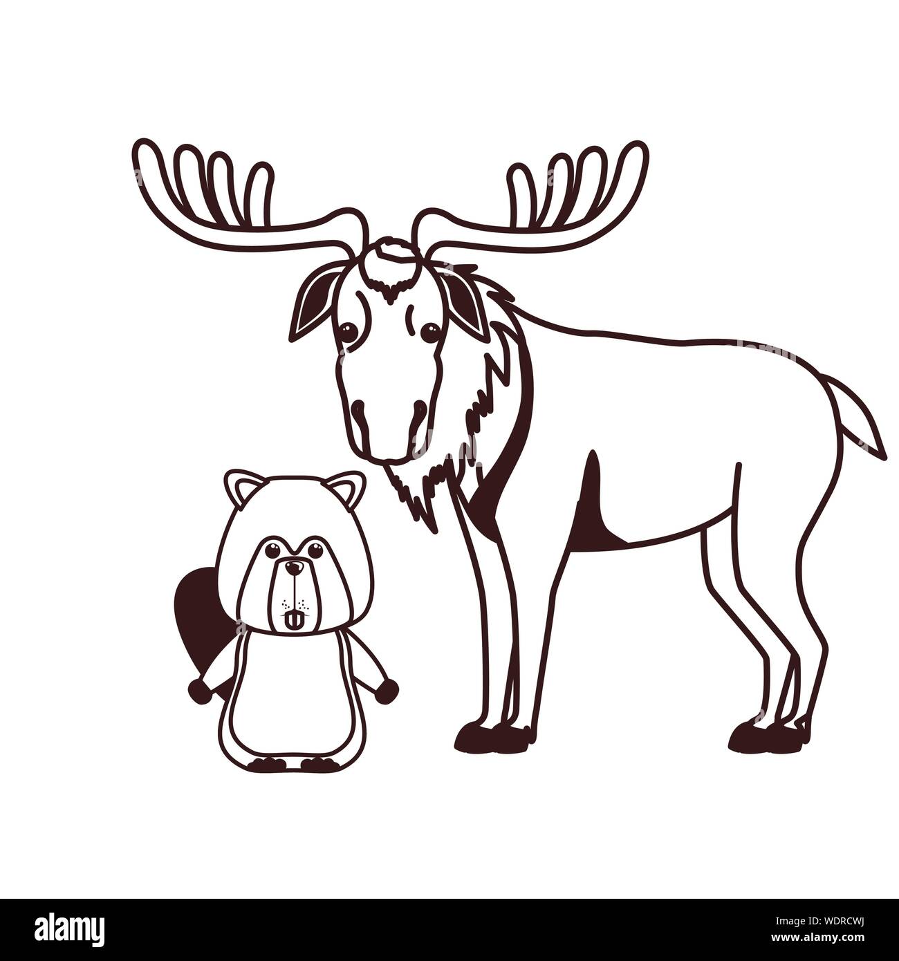 Isolated moose and beaver animal design vector illustration Stock ...