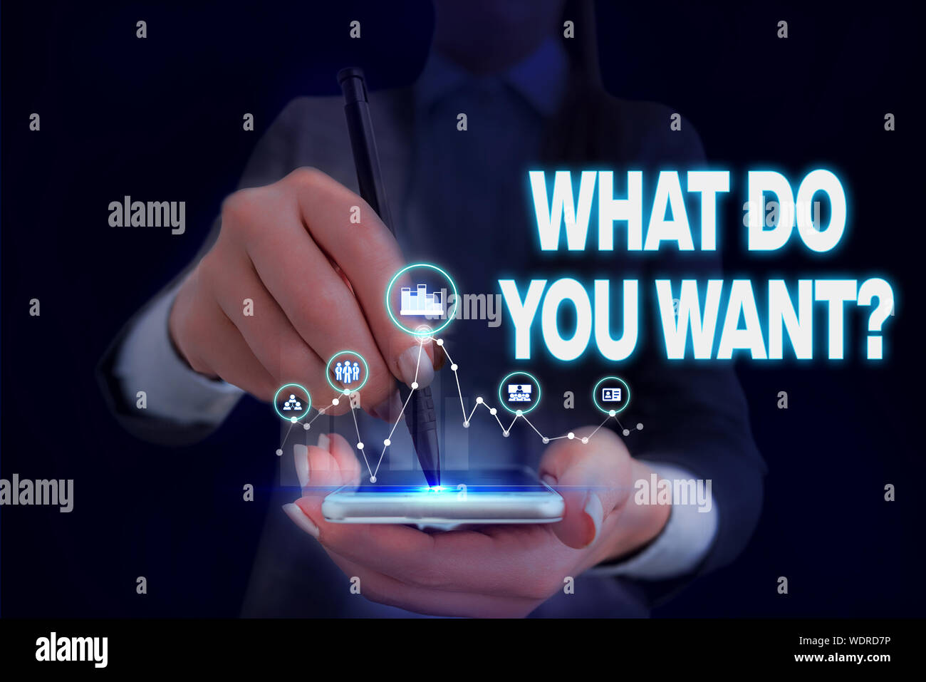 Writing note showing What Do You Want Question. Business concept for ...