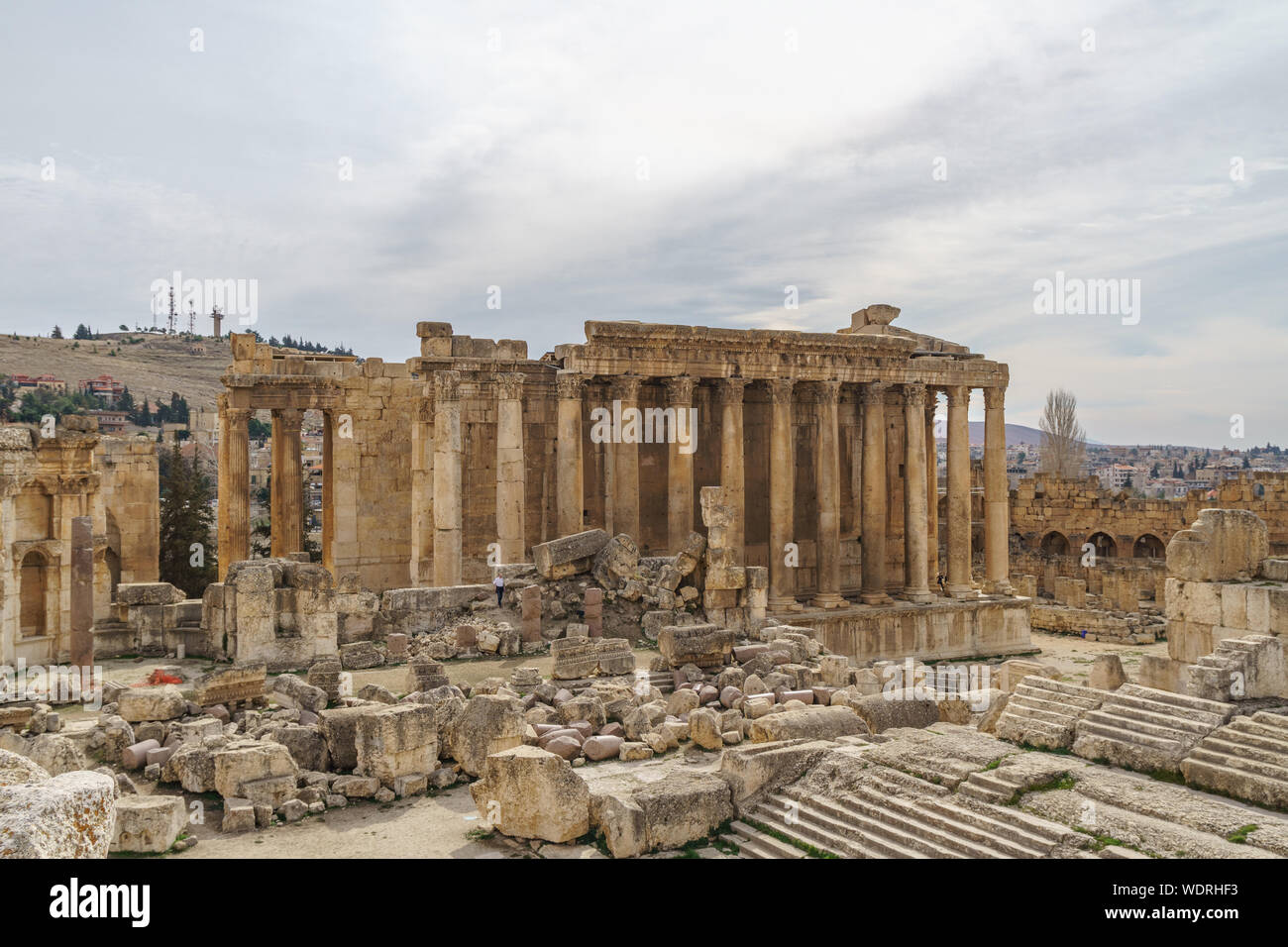 Bacchus temple at the Roman ancient ruins of Baalbek, in Baalbek in ...