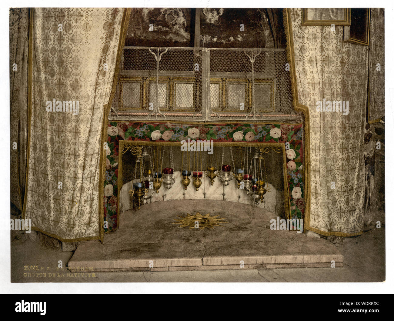 Grotto of the Nativity, Bethlehem, Holy Land, (i.e., West Bank Stock ...