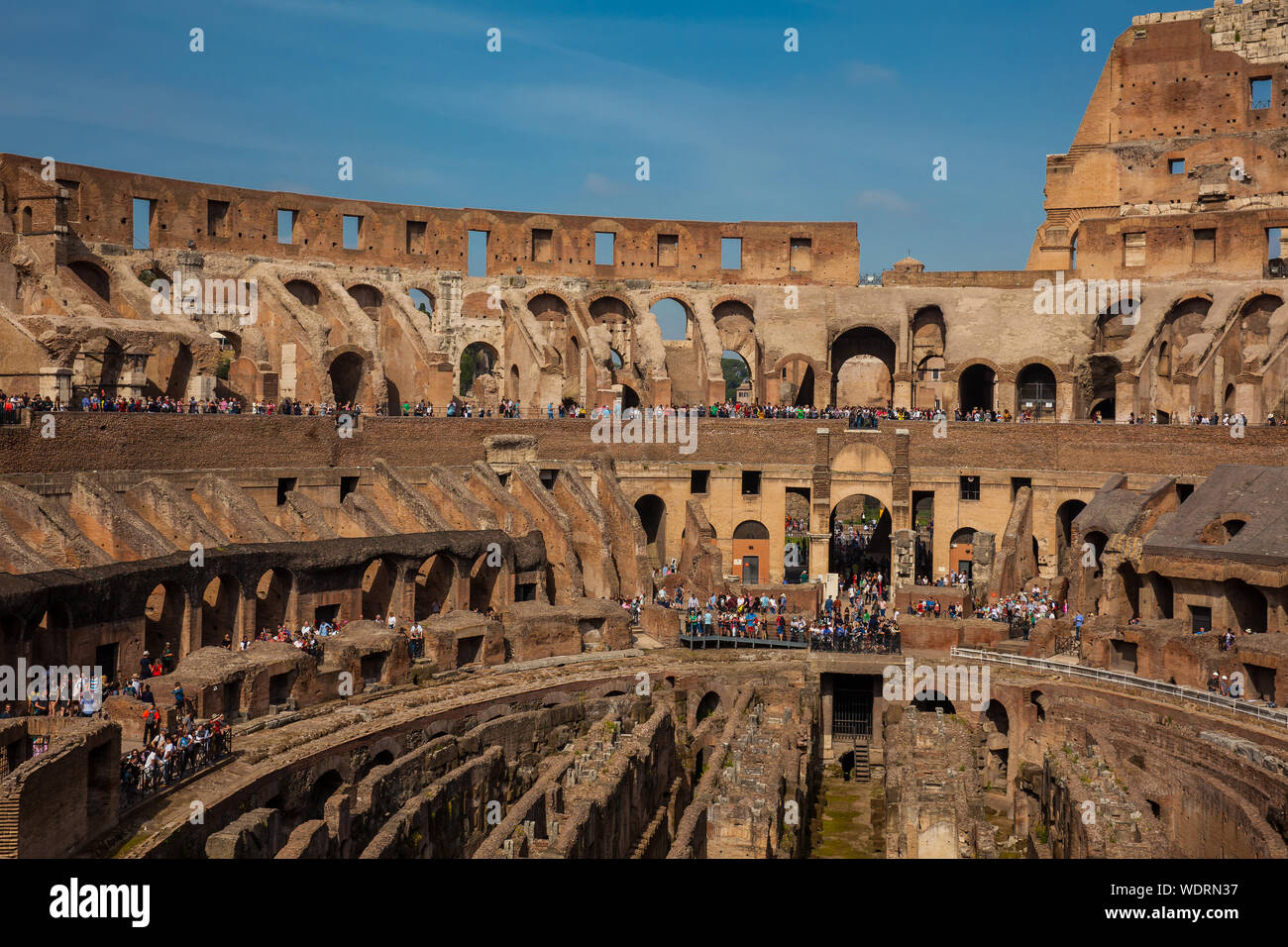 ROME, ITALY - APRIL, 2018: View of the seating areas and the hypogeum ...