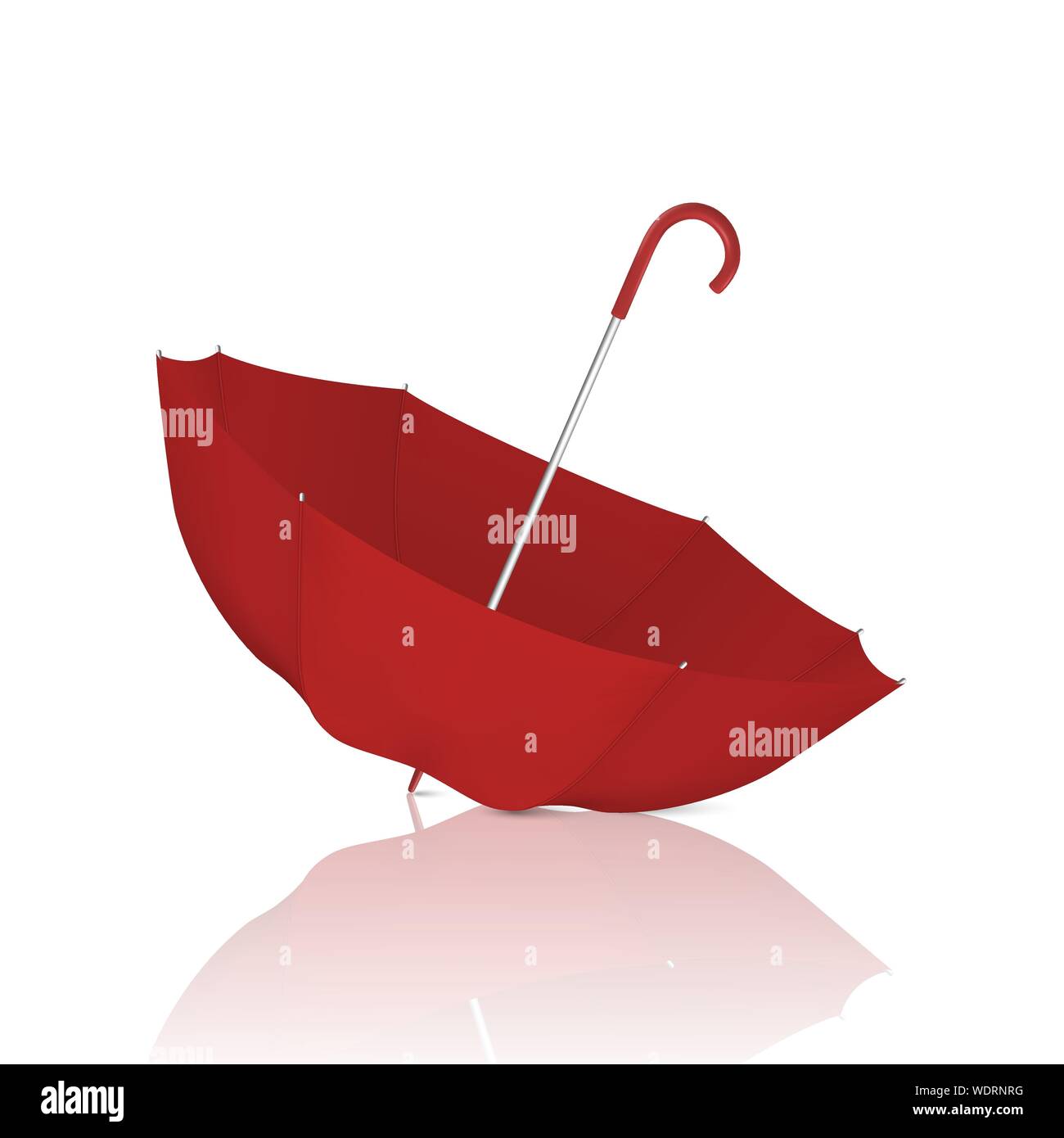 Vector 3d Realistic Render Red Blank Umbrella Icon Upside Down Closeup Isolated on White ...