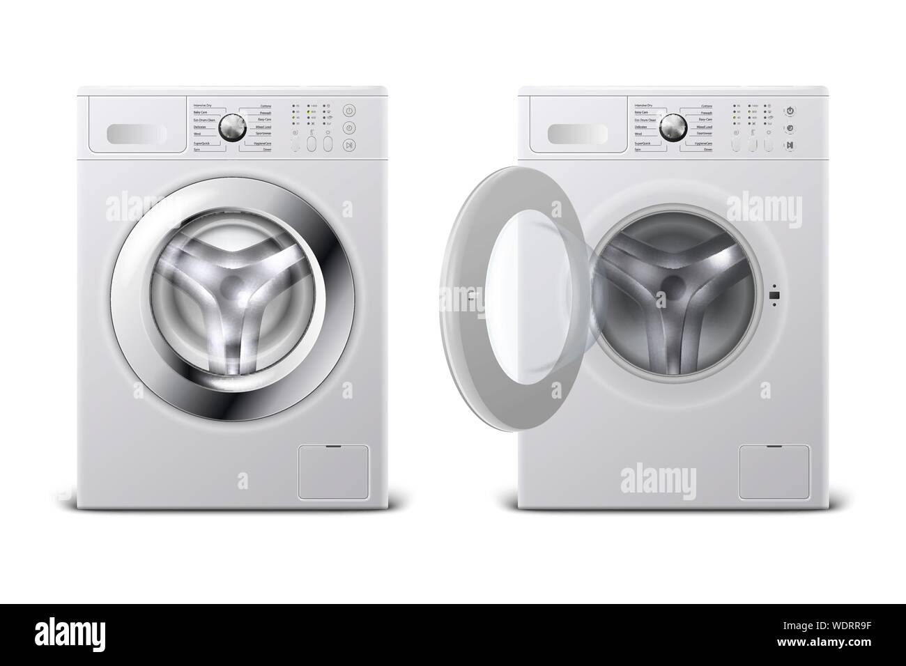 Vector 3d Realistic Modern White Steel Closed and Opened Washing ...