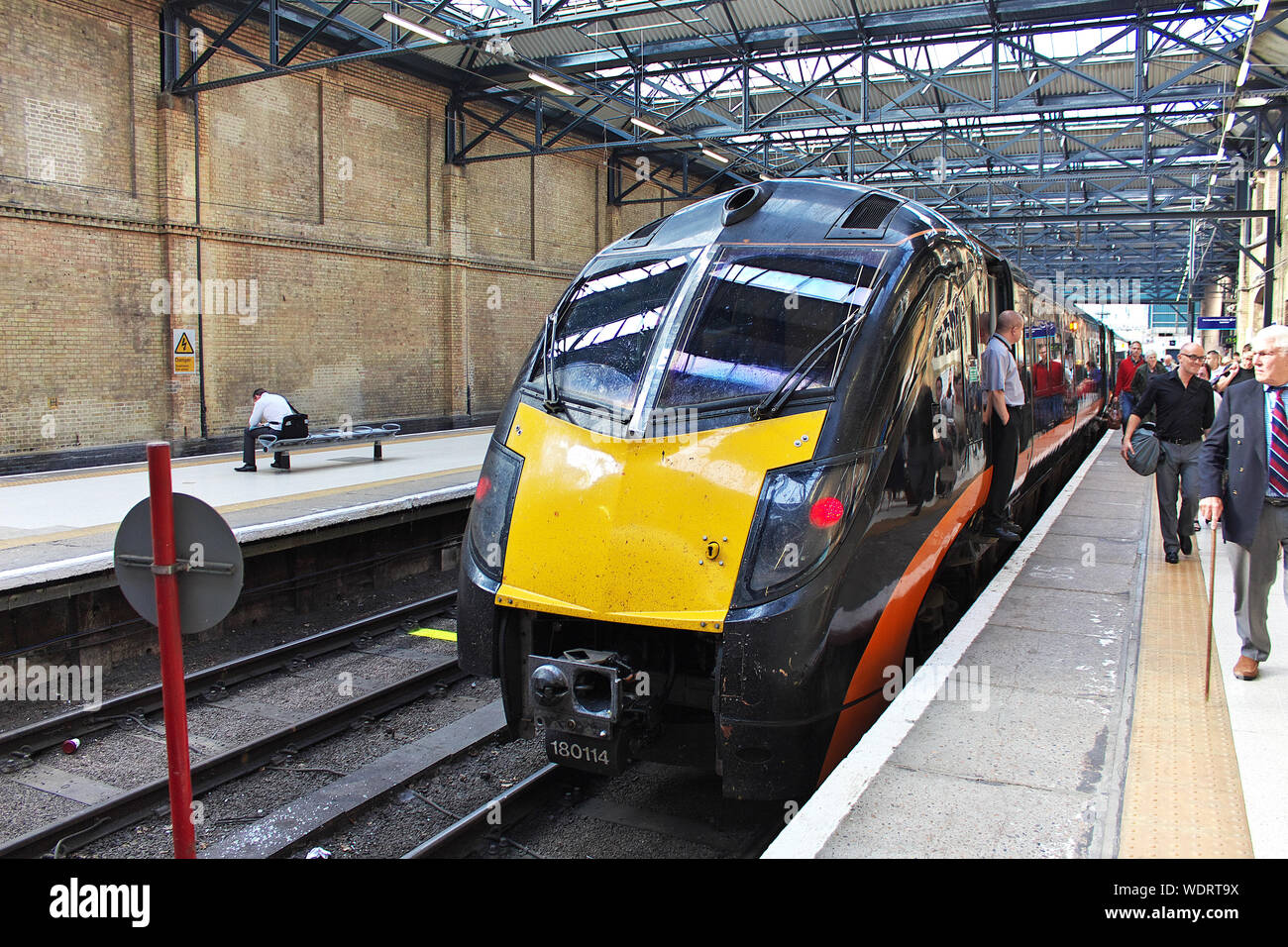 The train on the railway station, England Stock Photo - Alamy
