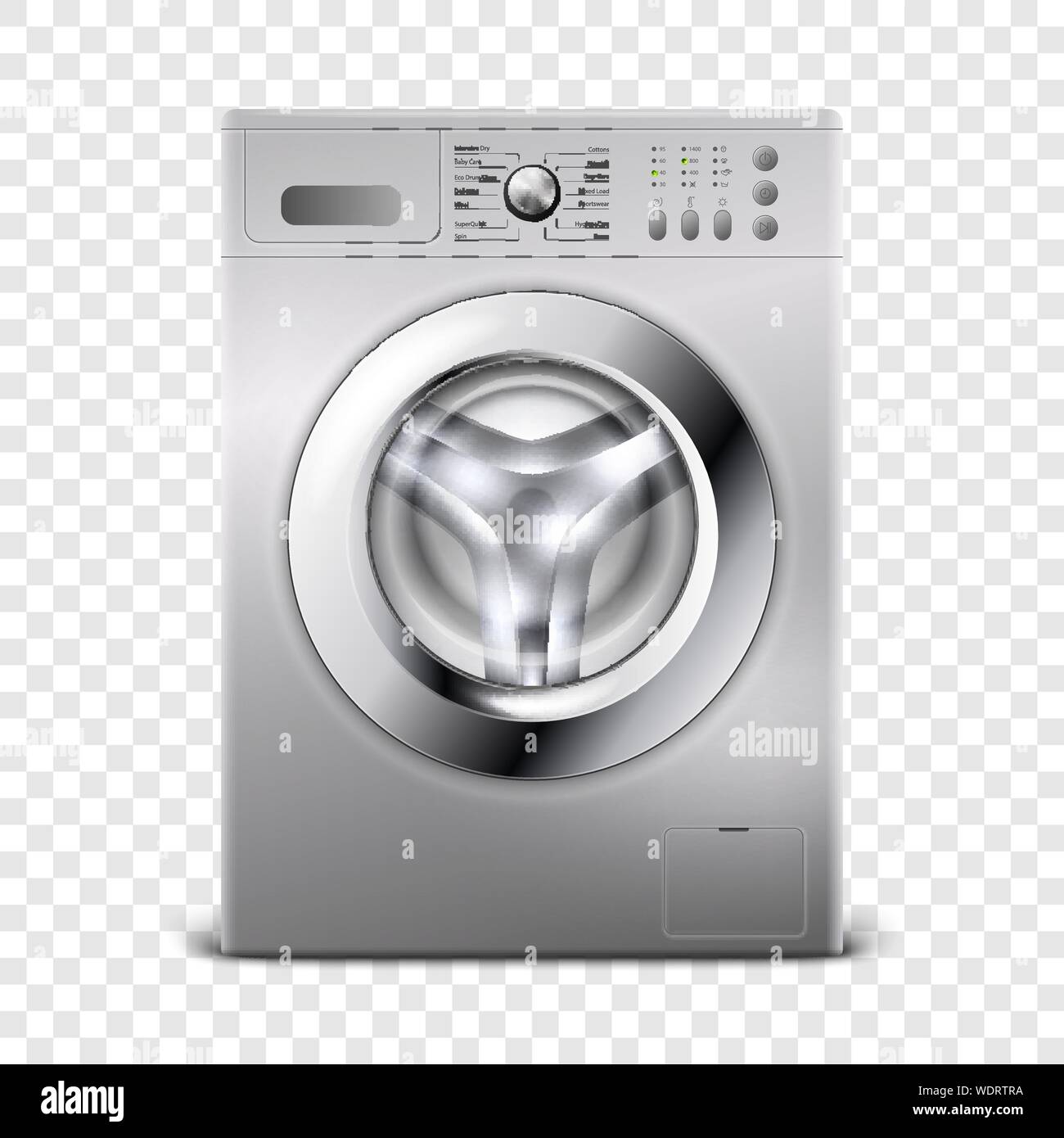 Vector 3d Realistic Modern Silver Steel Closed Washing Machine Icon ...