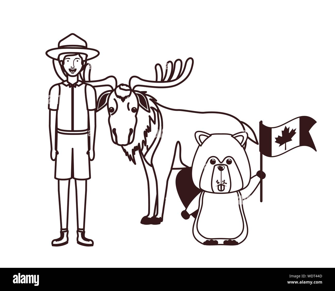 Isolated moose beaver and ranger design vector illustration Stock ...