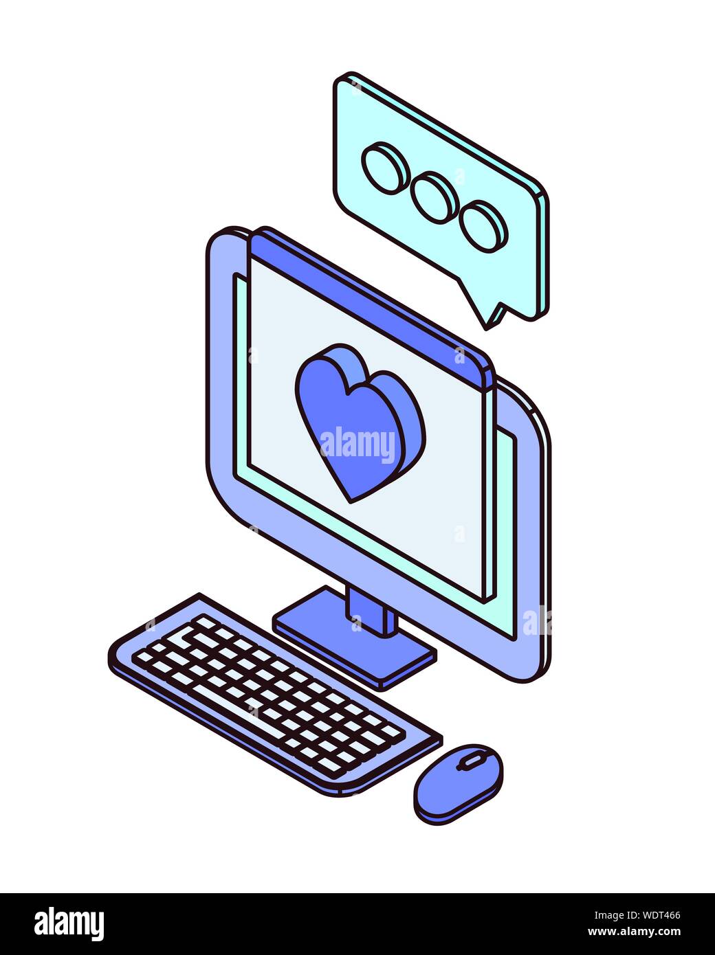 desktop computer screen with email notifications Stock Vector Image ...