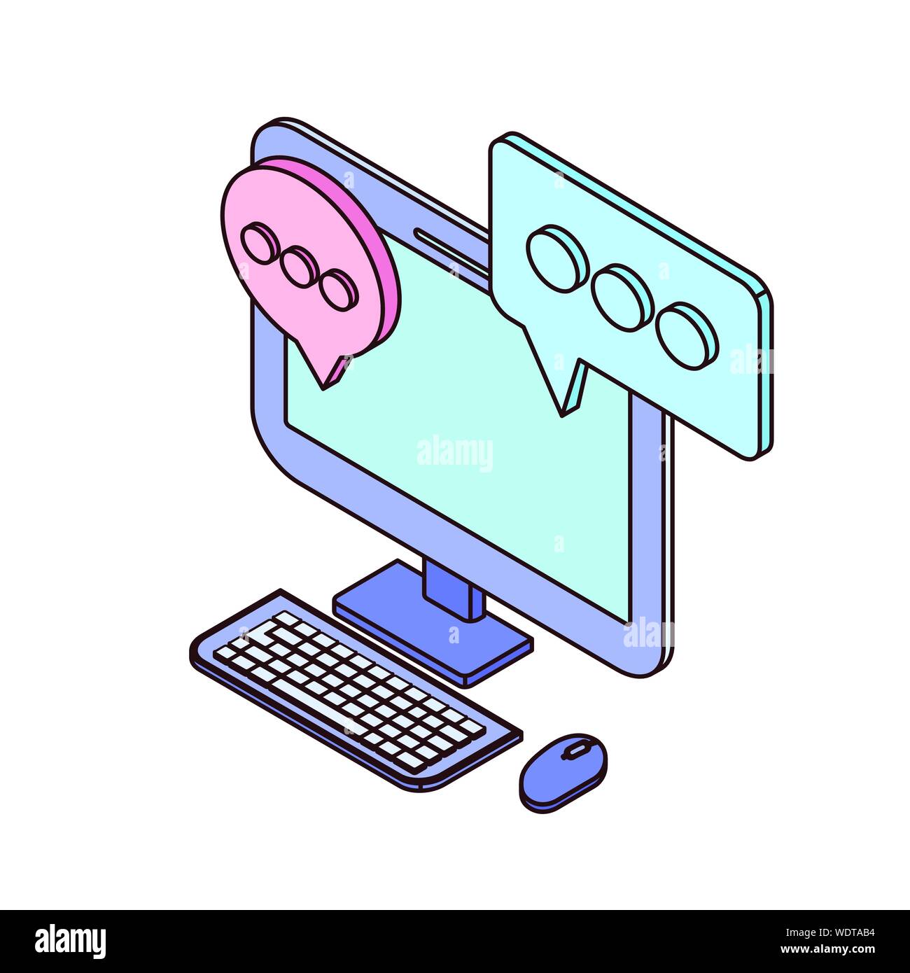 desktop computer screen with email notifications Stock Vector Image ...