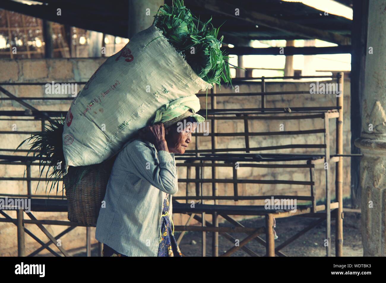 Woman carrying sack hi-res stock photography and images - Alamy