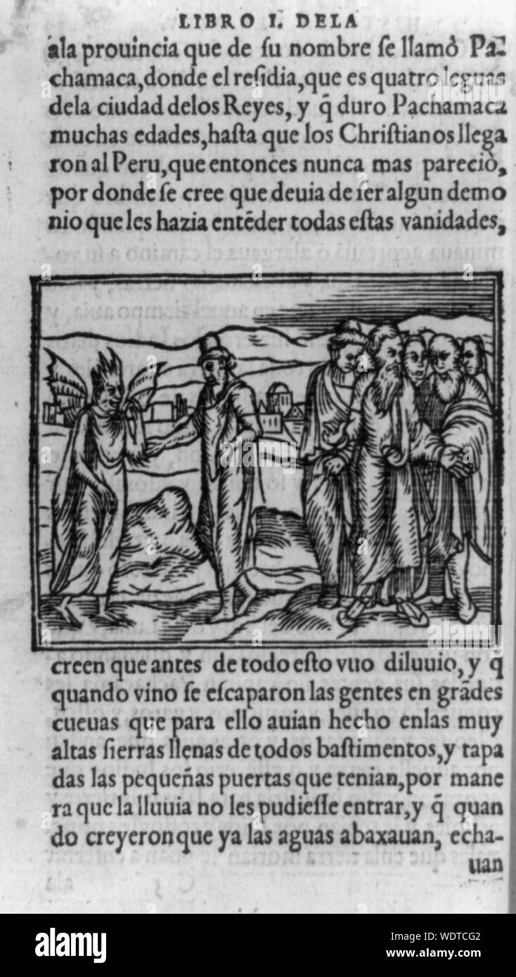 Group of men and a demon, Peru Abstract/medium: 1 print : wood ...