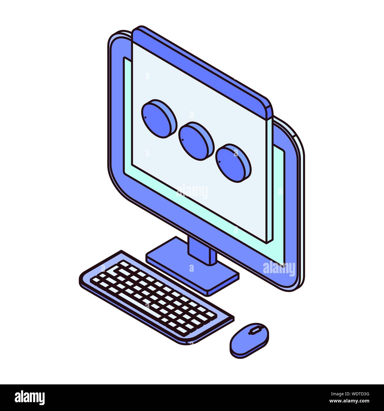 desktop computer screen with email notifications Stock Vector Image ...