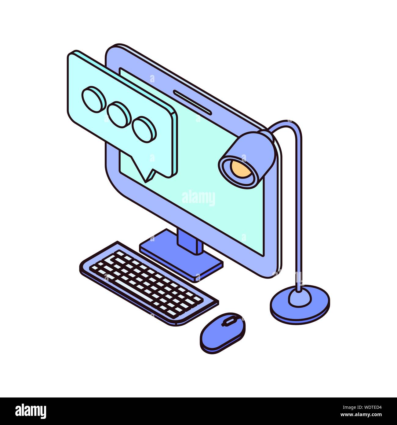 desktop computer screen with email notifications Stock Vector Image ...