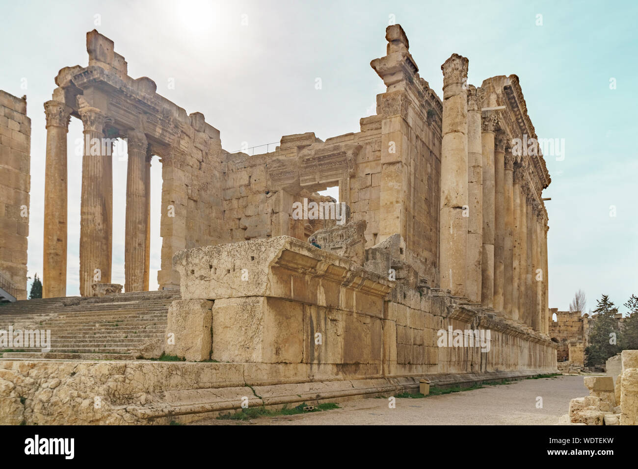 Bacchus temple at the Roman ancient ruins of Baalbek, in Baalbek in ...