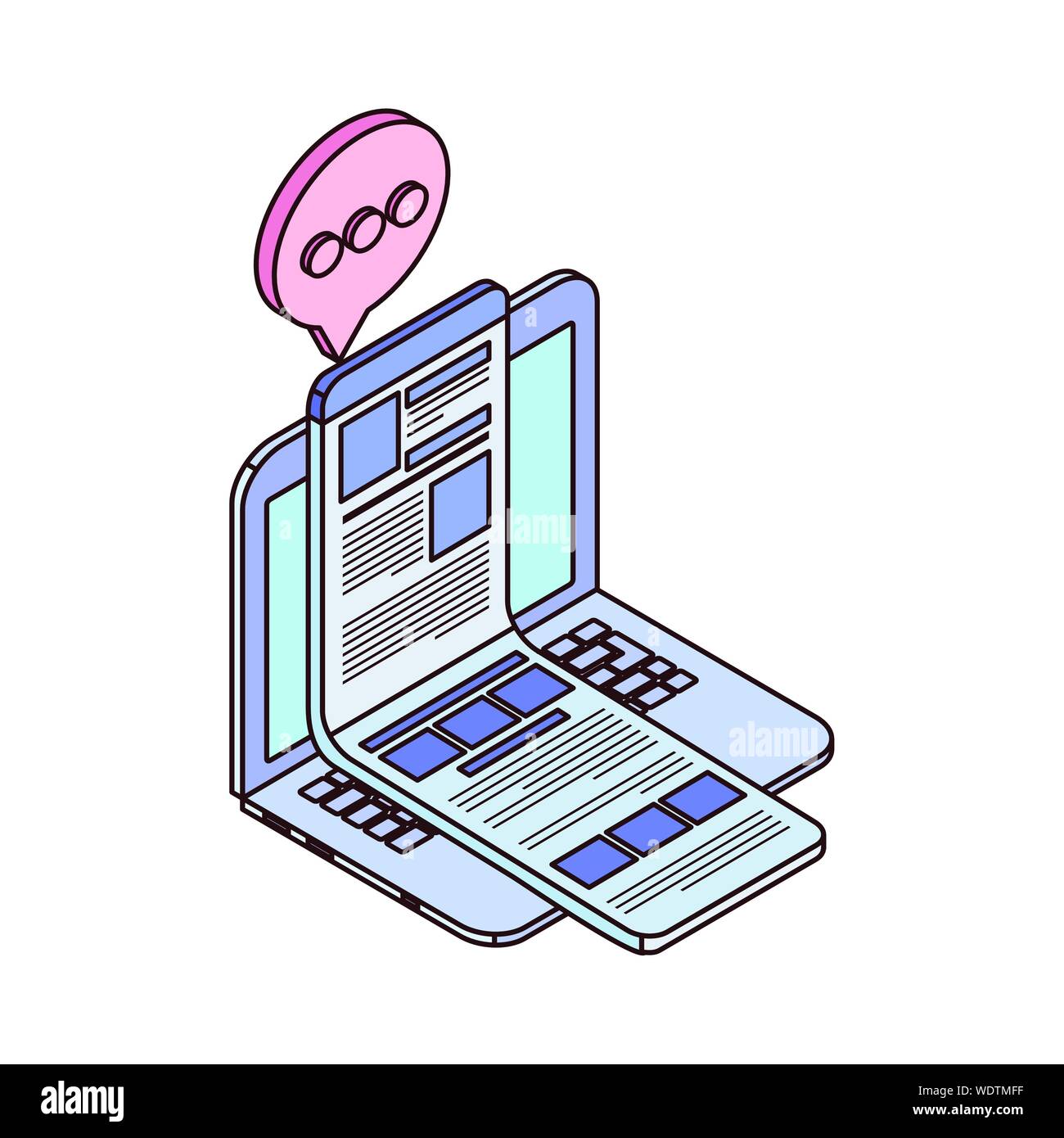 laptop with email notifications on white background Stock Vector Image ...