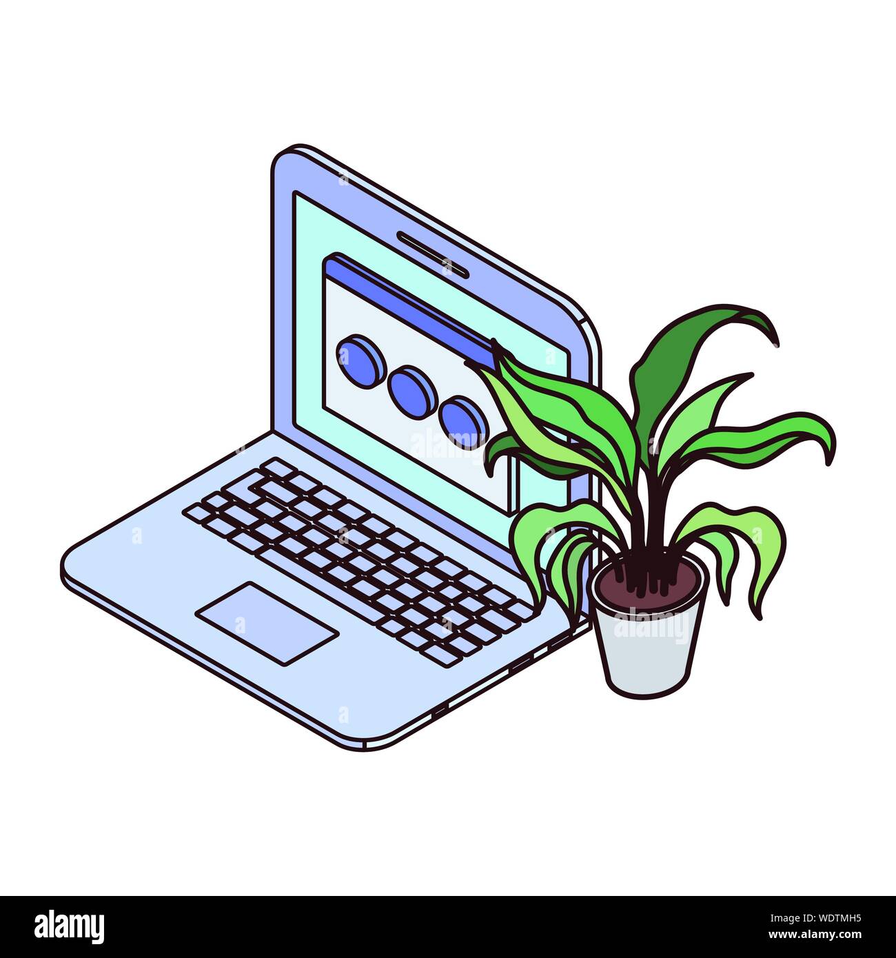 laptop with email notifications on white background Stock Vector Image ...