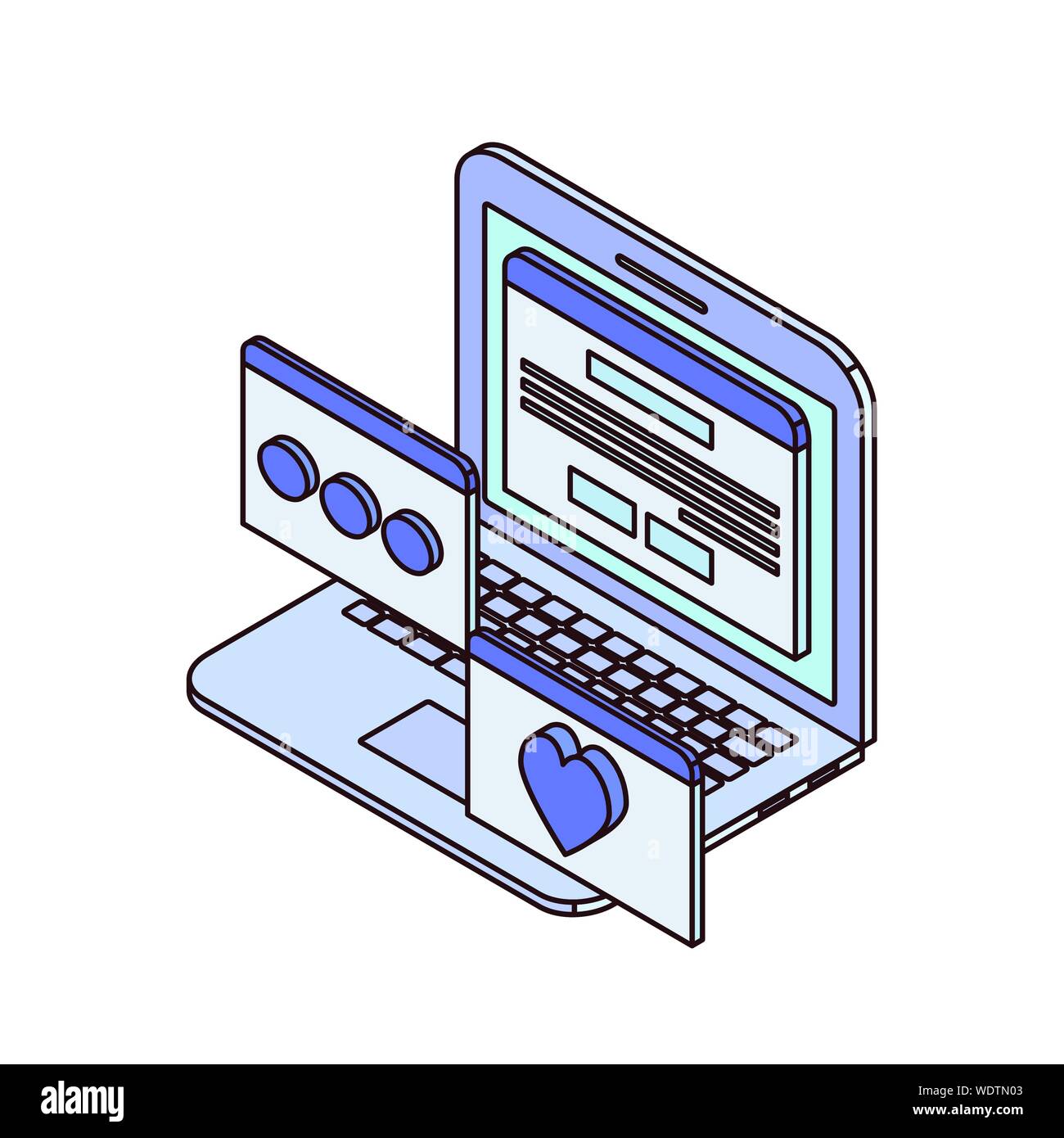 laptop with email notifications on white background Stock Vector Image ...