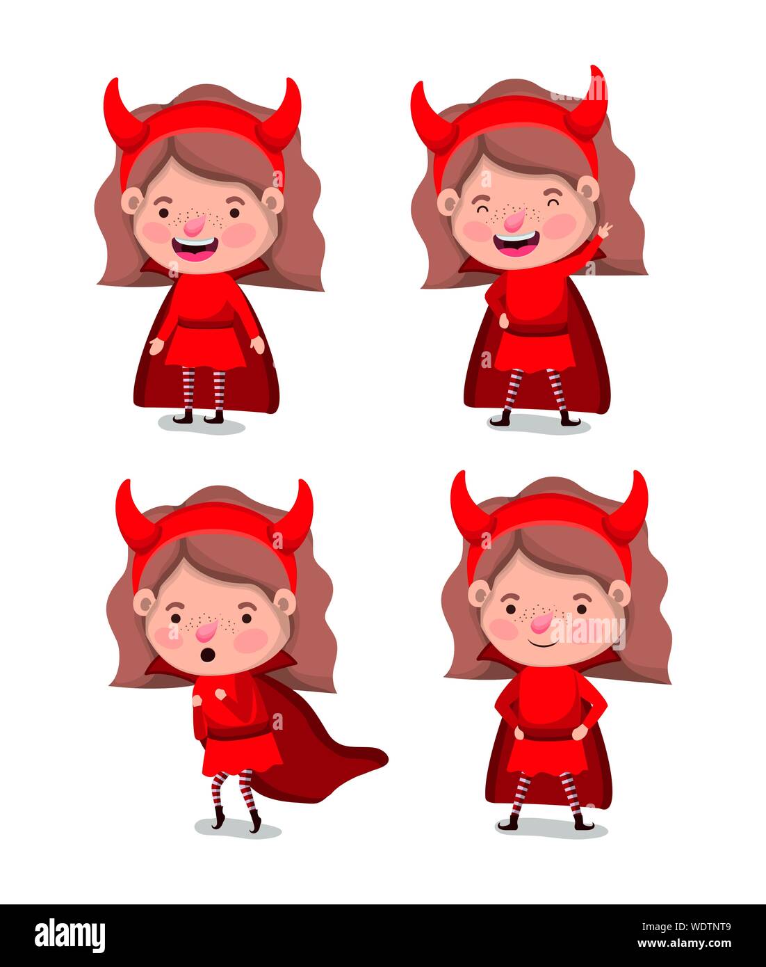 little girls with devils costume characters Stock Vector Image & Art ...