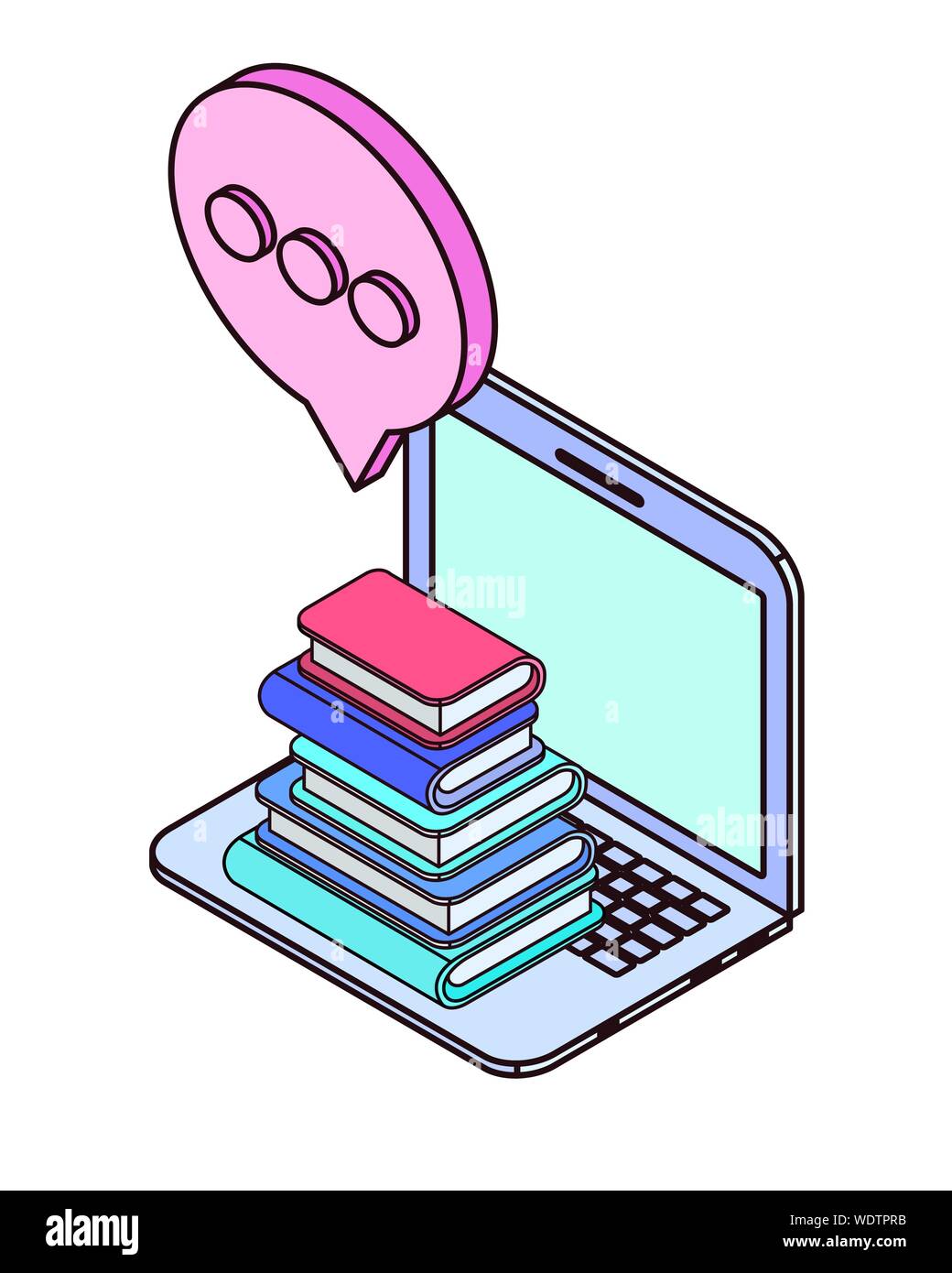 laptop with stack of books on white background Stock Vector Image & Art ...