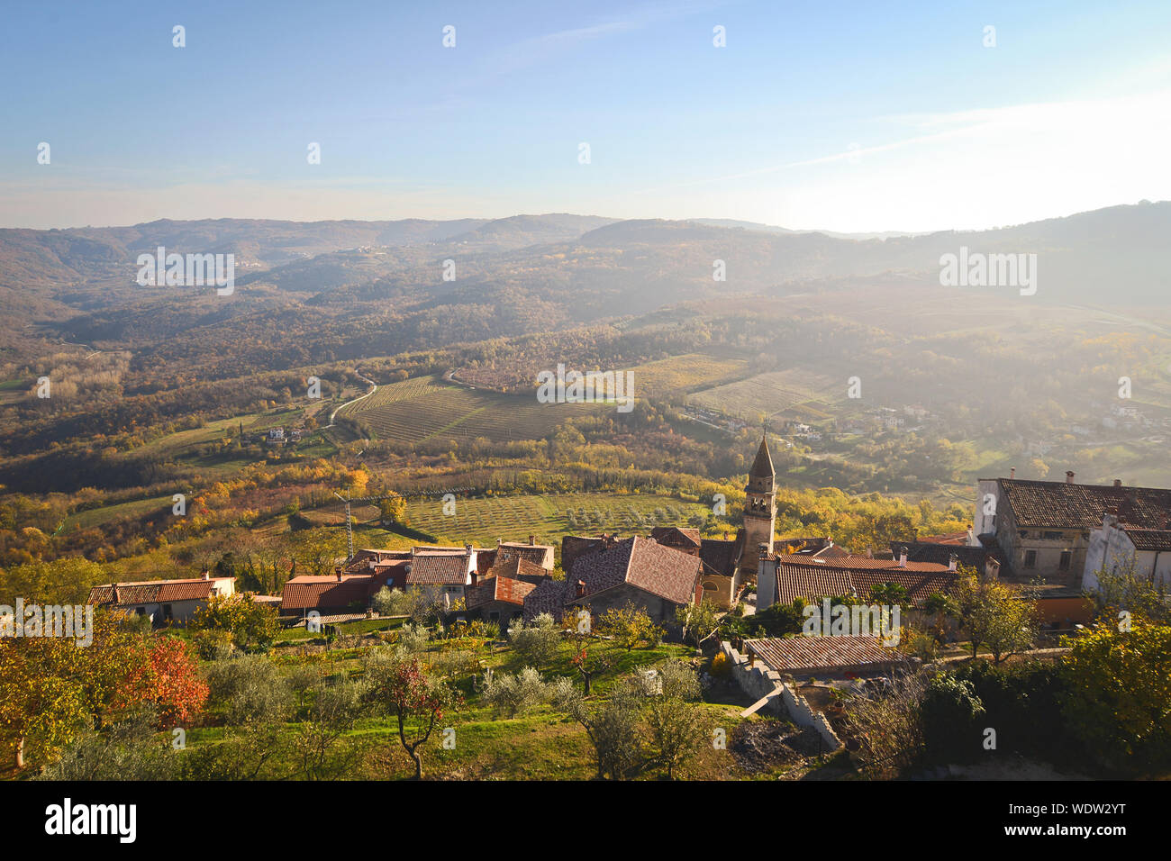Green foliage over village hi-res stock photography and images - Alamy