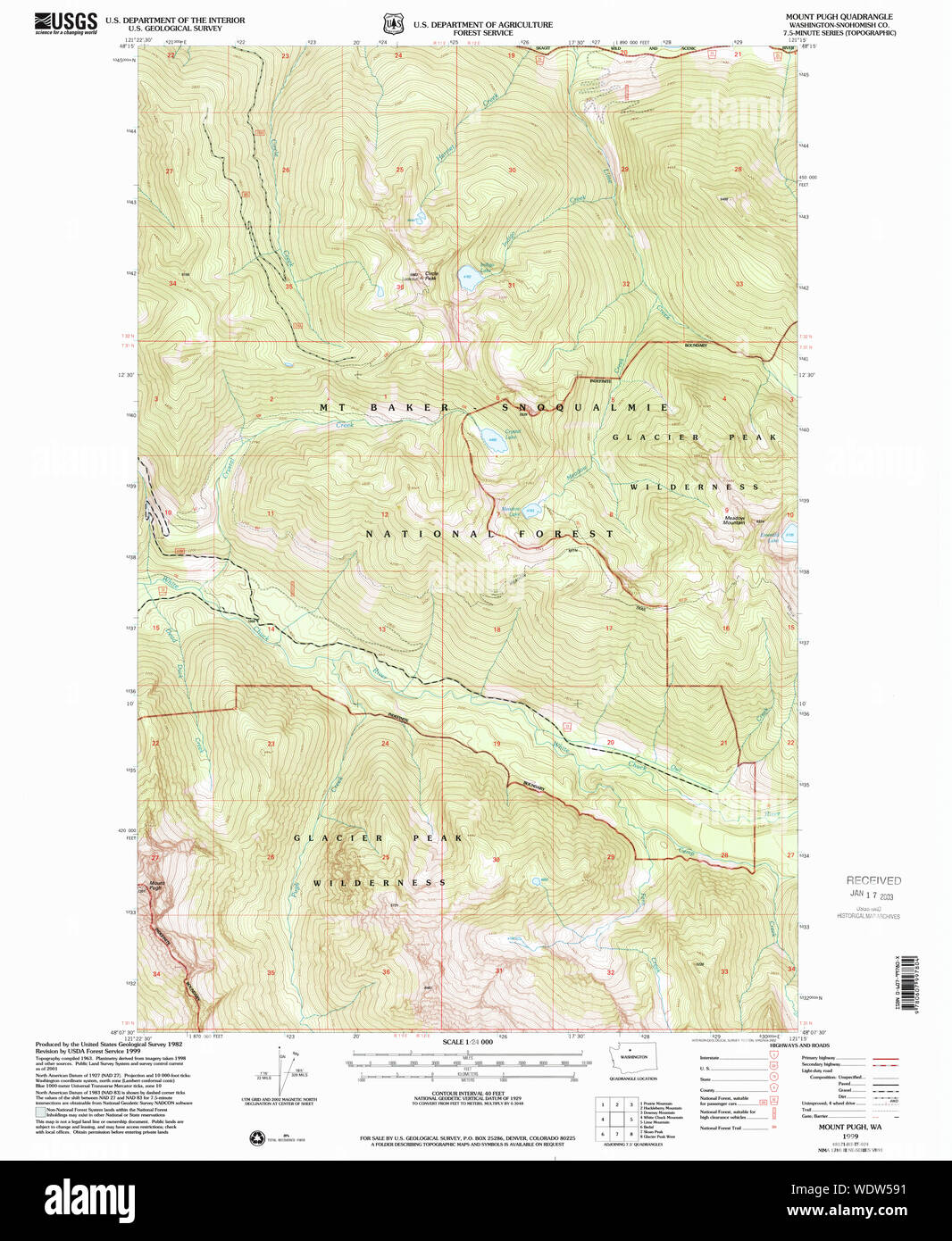 USGS Topo Map Washington State WA Mount Pugh 242526 1999 24000 ...
