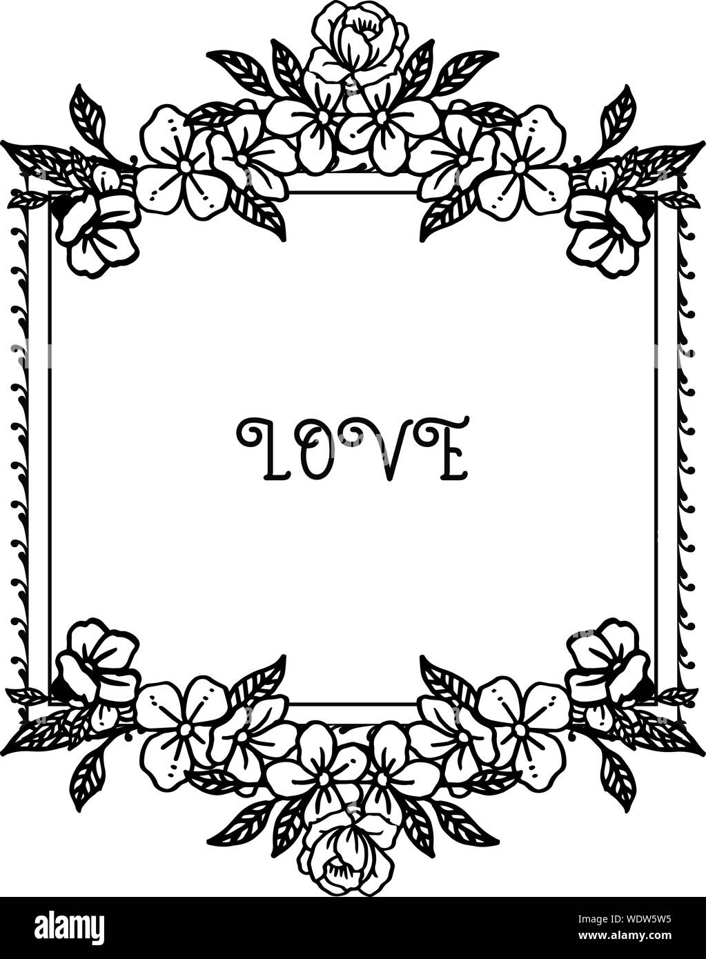 Beautiful Card Of Love Romantic With Various Artwork Of Leaf Flower