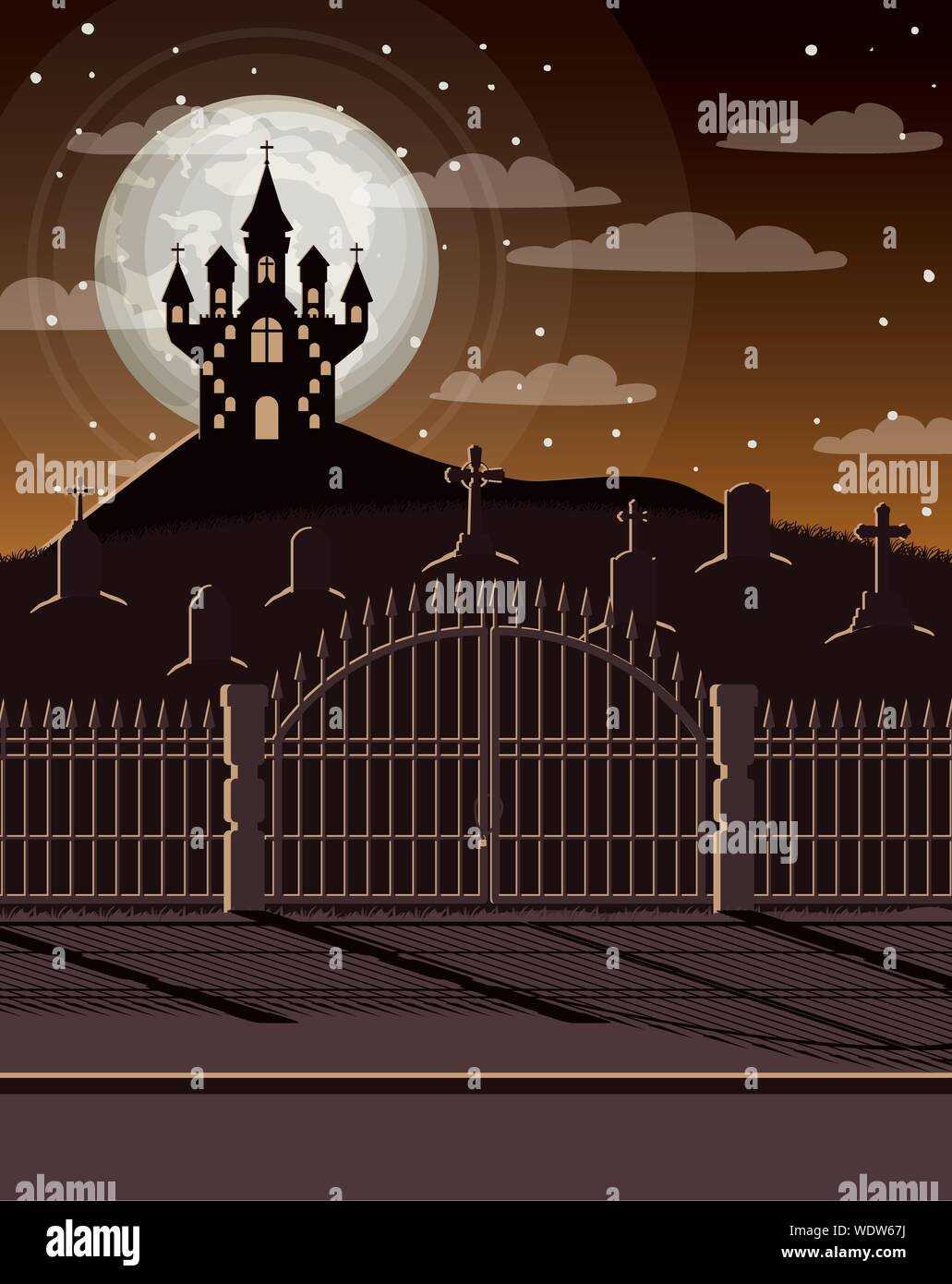 Cartoon Cemetery Gates
