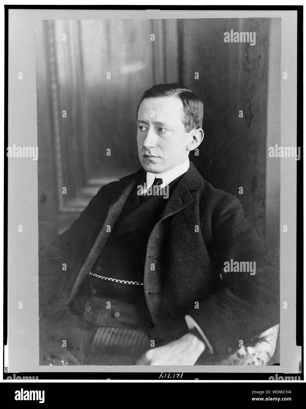 Guglielmo Marconi, half-length portrait, seated, facing left Abstract ...