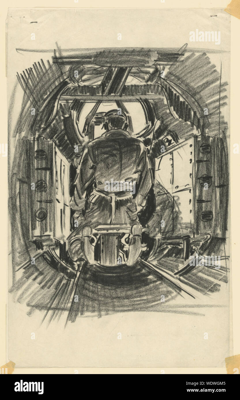 Gunner in a airplane bomber Abstract/medium: 1 drawing : crayon Stock ...