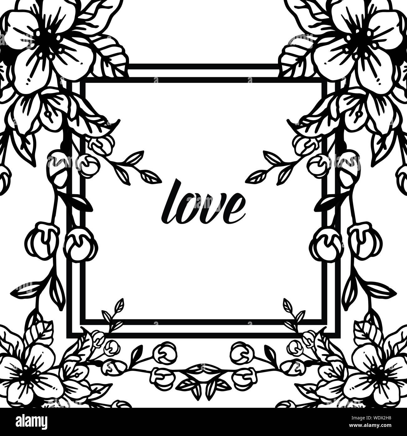 Love card design element, frame beautiful with various shape leaf ...