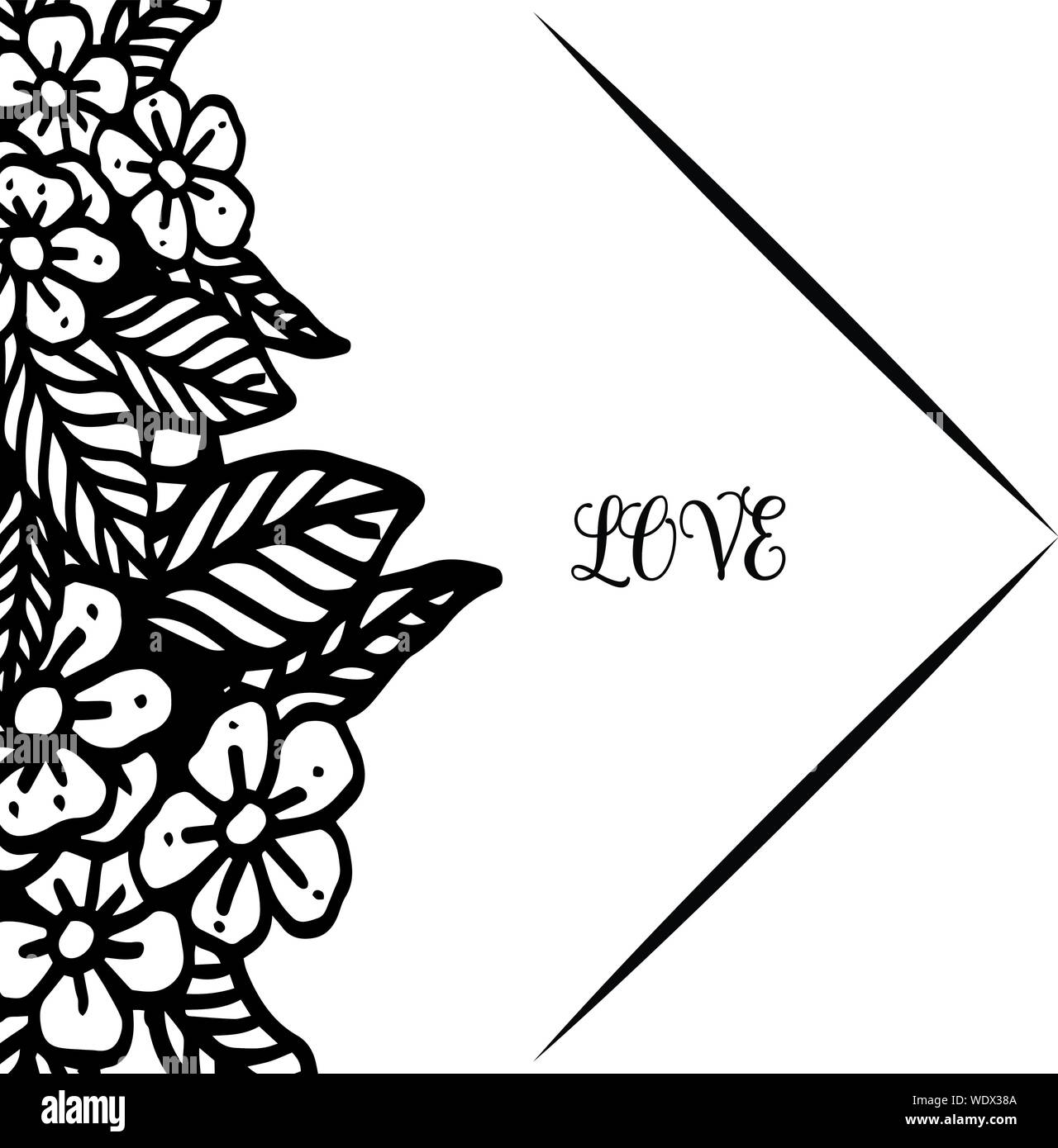 Romantic Design Of Card Love With Nature Leaf Flower Frame Vector
