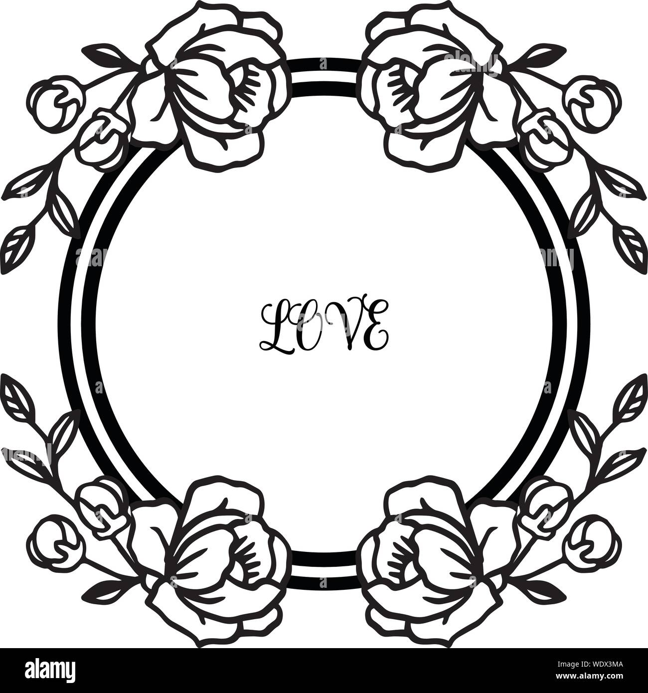 Romantic Design Of Card Love With Nature Leaf Flower Frame Vector