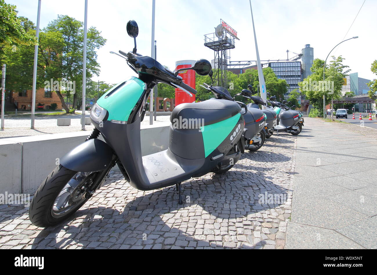 COUP Electric scooter for sharing parked in downtown Berlin Germany ...