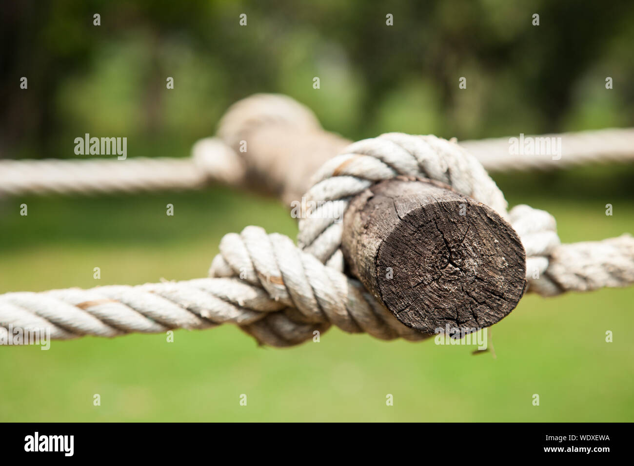 Tied wood rope safety hi-res stock photography and images - Alamy