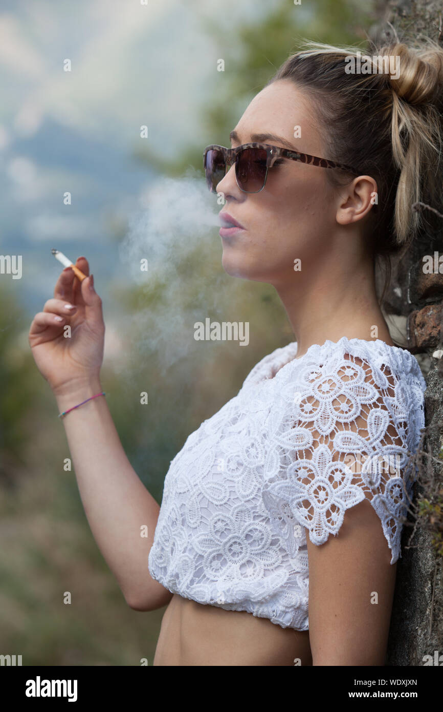 Woman Smoking Side View High Resolution Stock Photography and Images ...