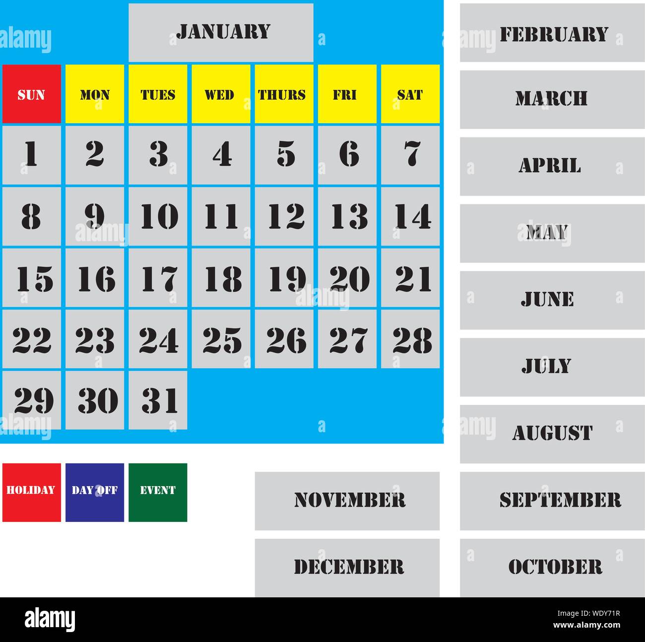 Calendar for changing dates and events. Vector illustration Stock ...