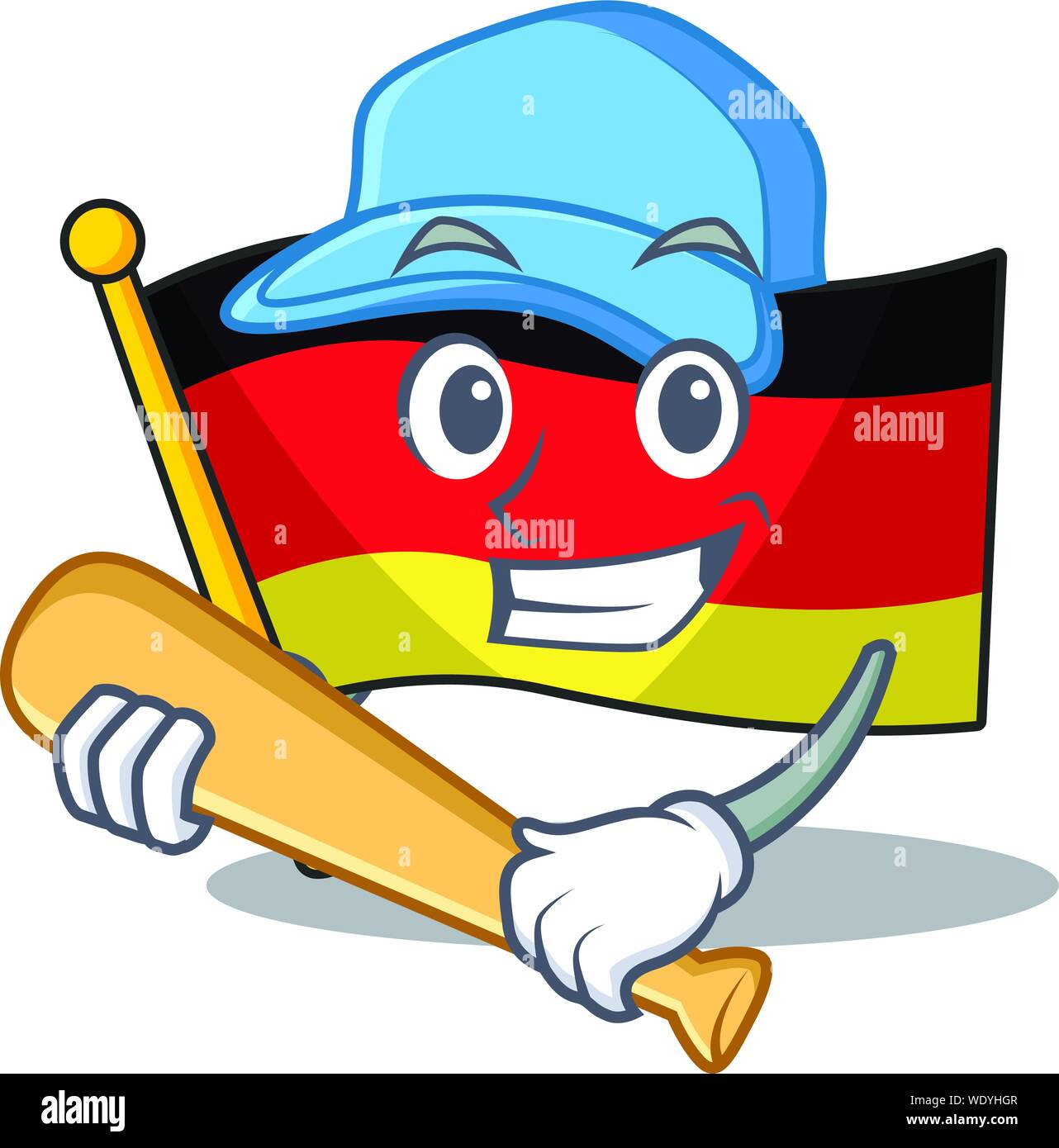 Playing baseball germany flag cartoon isolated the mascot Stock Vector ...